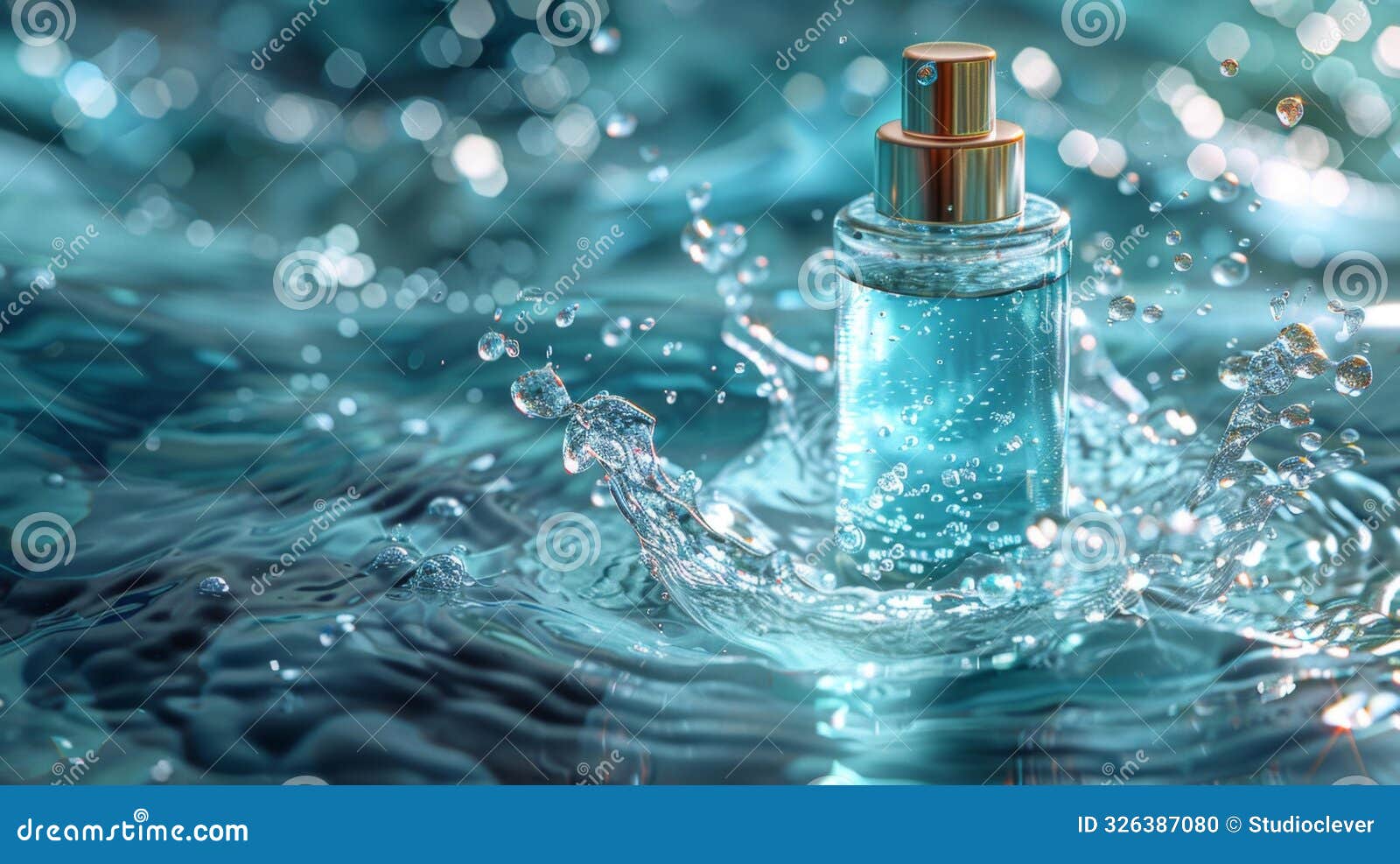 Elegant Aqua Perfume Bottle Splash - Generative Ai Stock Illustration ...