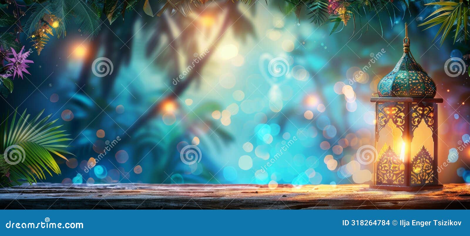 Elegant Arab Lantern Casting Warm Glow on Table with Enchanting Magical ...