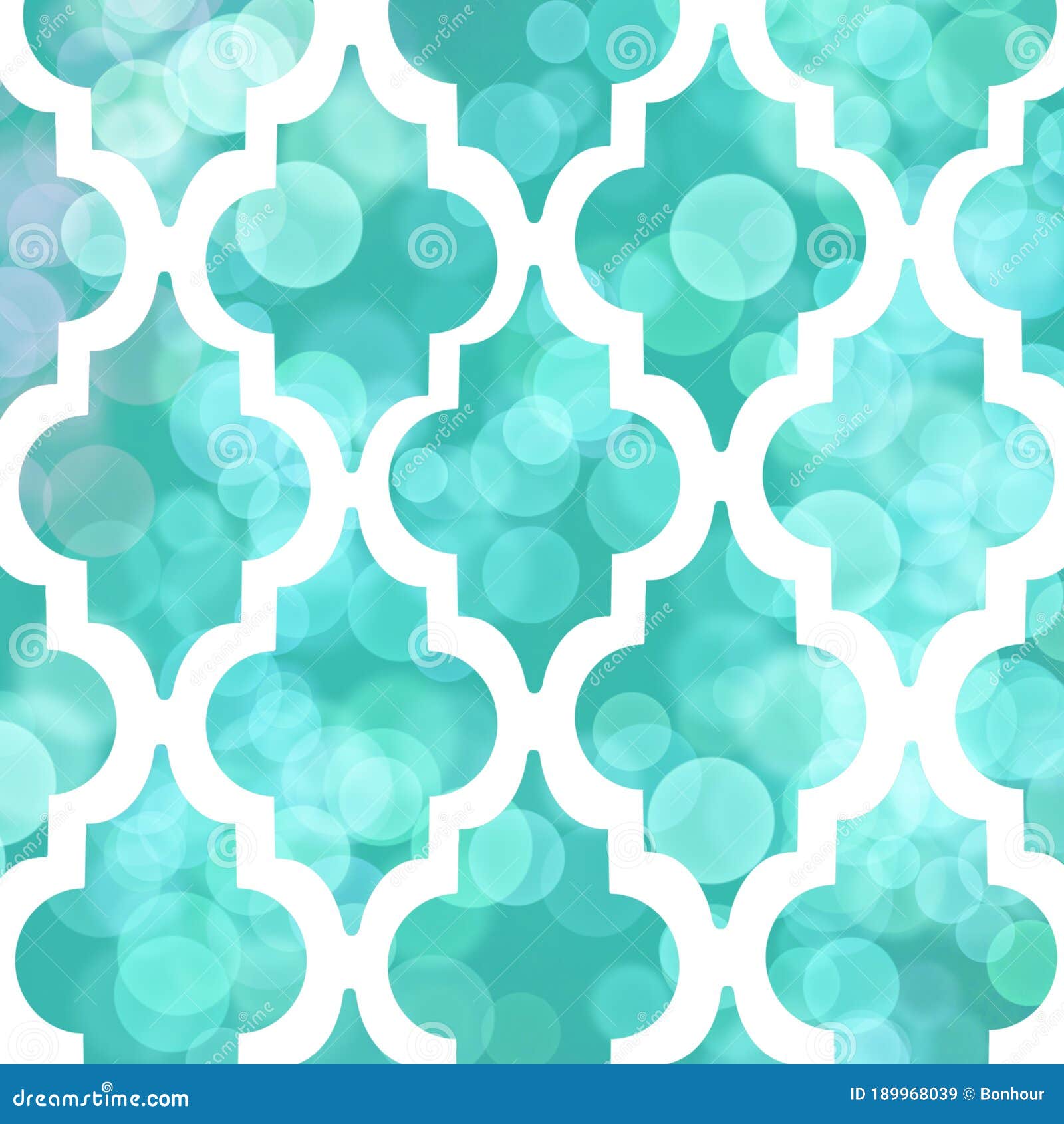 Turquoise Bokeh Effect Quatrefoil Abstract Pattern Digital Illustration ...