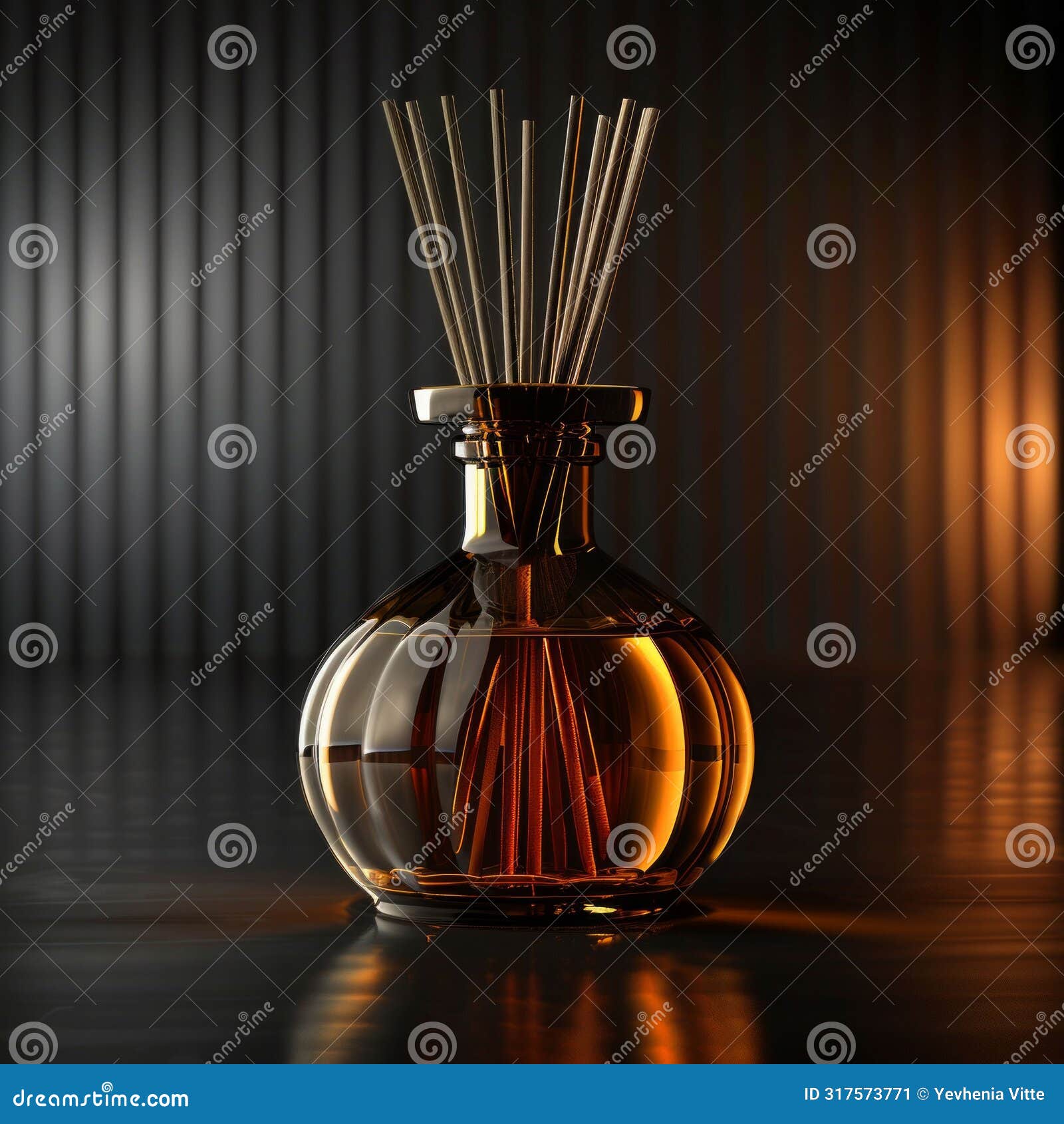 Elegant Aromatic Reed Diffuser With Golden Light Reflection. Generative Ai Royalty-Free Cartoon ...