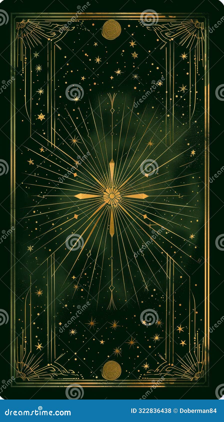 Elegant Art Deco Tarot Card Design with Golden Geometric Patterns and ...