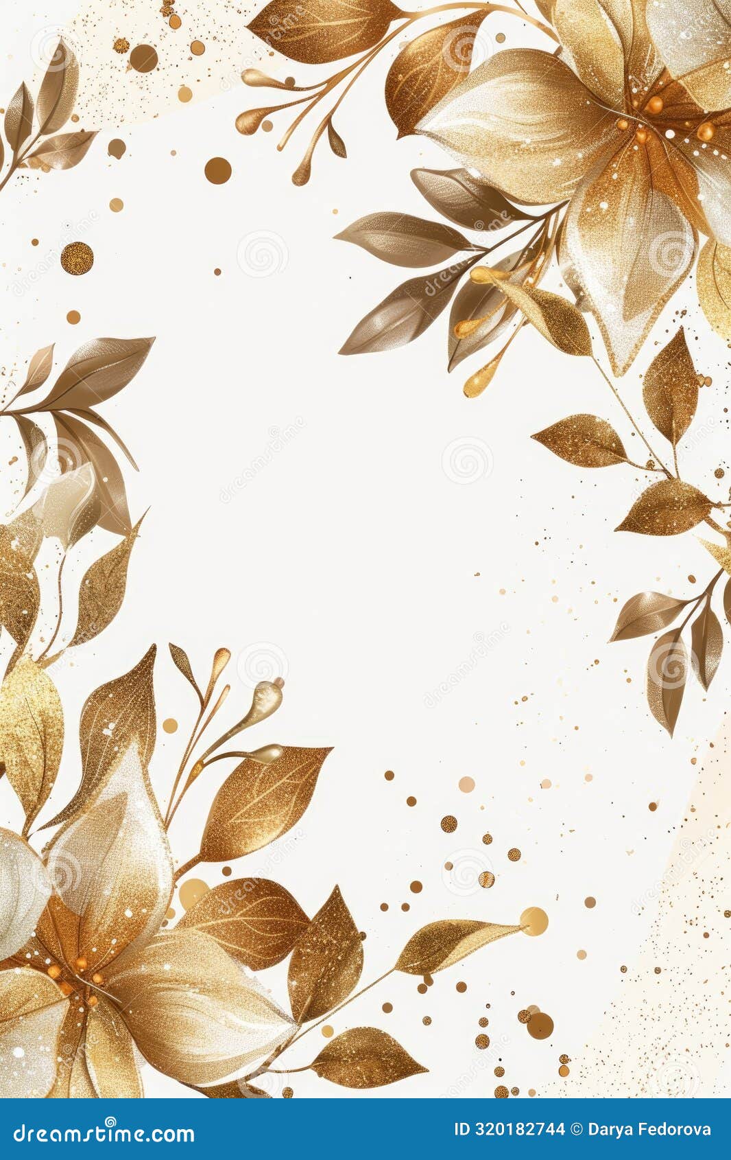 Elegant Autumn Leaves and Abstract Gold Elements Background Design ...