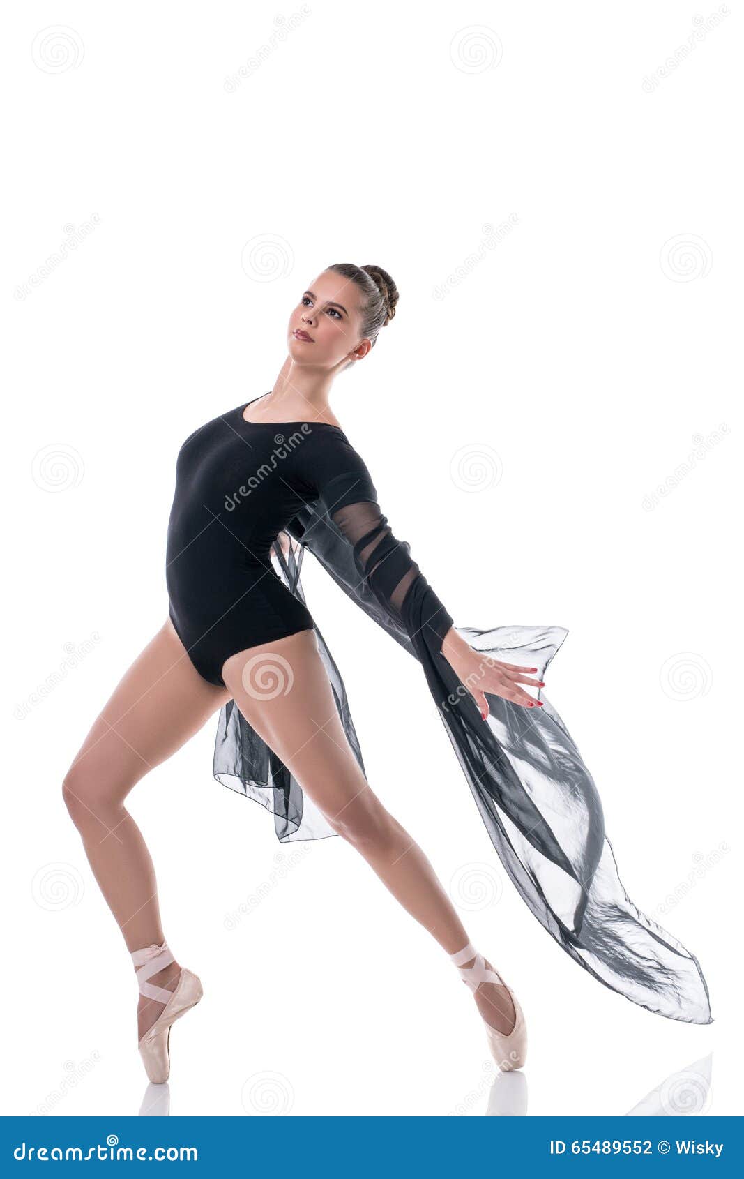 Elegant Ballet Dancer Posing with Flying Cloth Stock Photo - Image of ...