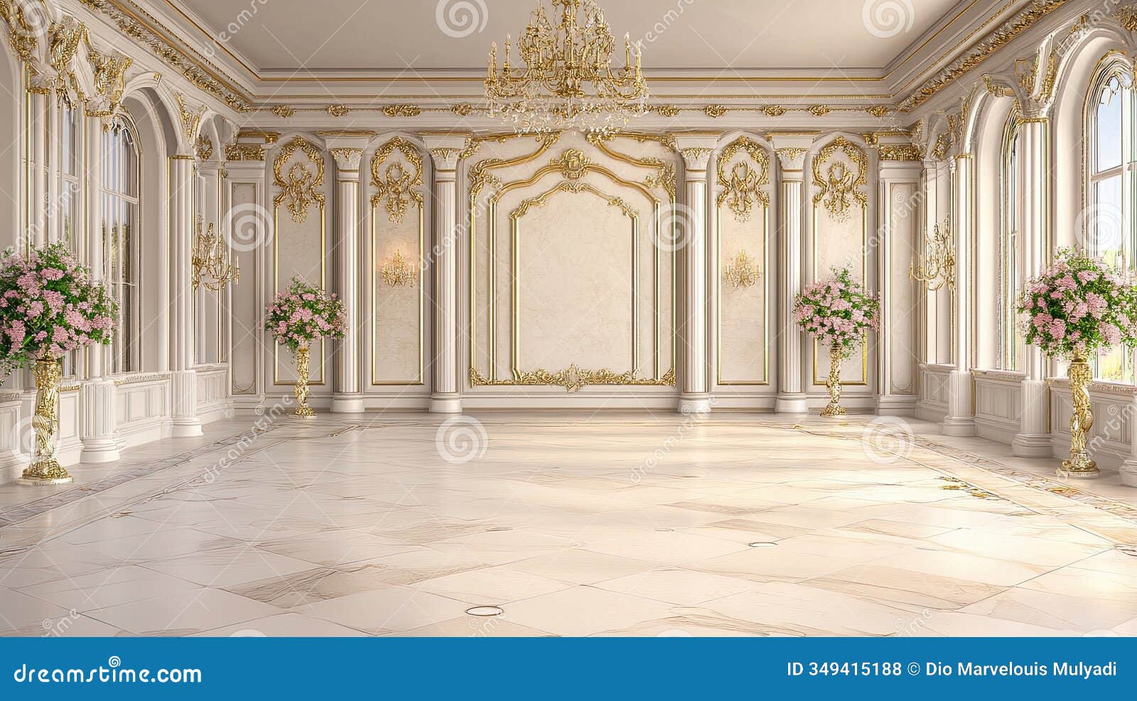 Elegant Ballroom Interior Design Stock Illustration - Illustration of ...