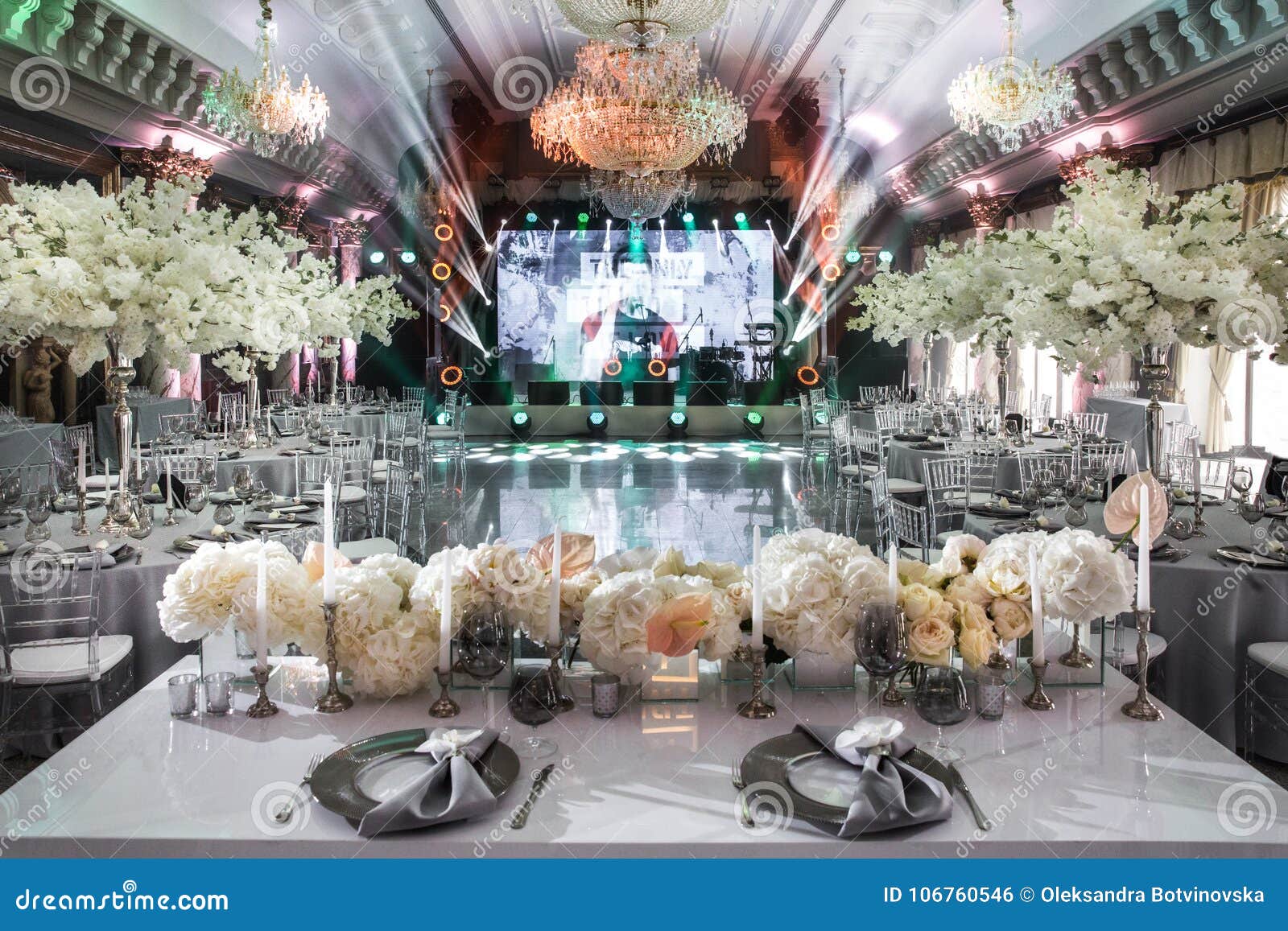 Elegant Banquet Hall for a Wedding Party Stock Photo - Image of cater ...