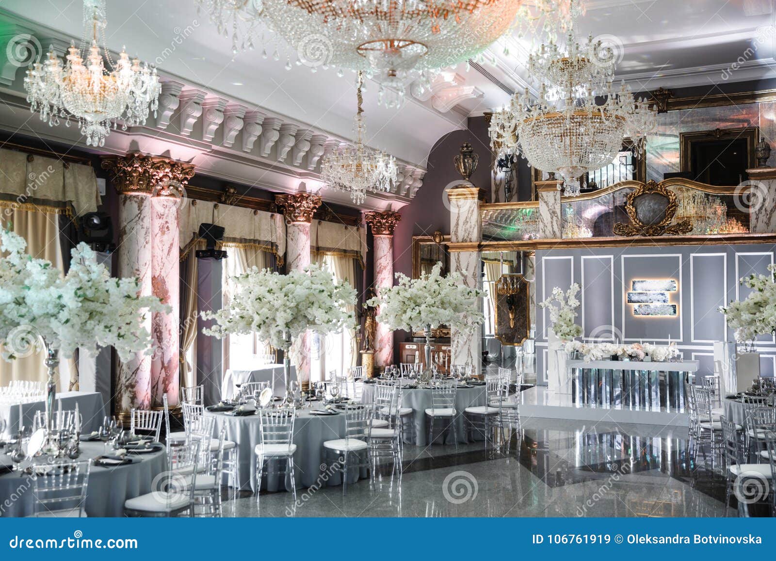 Elegant Banquet Hall for a Wedding Party Stock Image - Image of decor ...