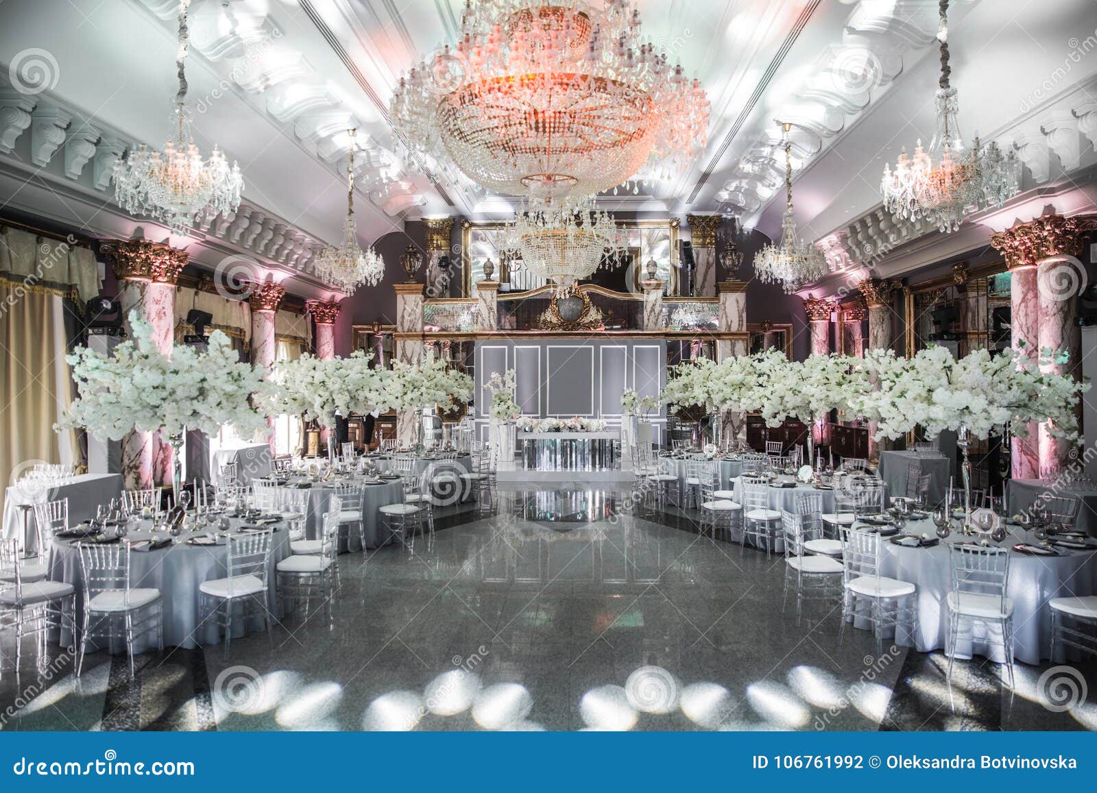 Elegant Banquet Hall for a Wedding Party Stock Photo - Image of ...