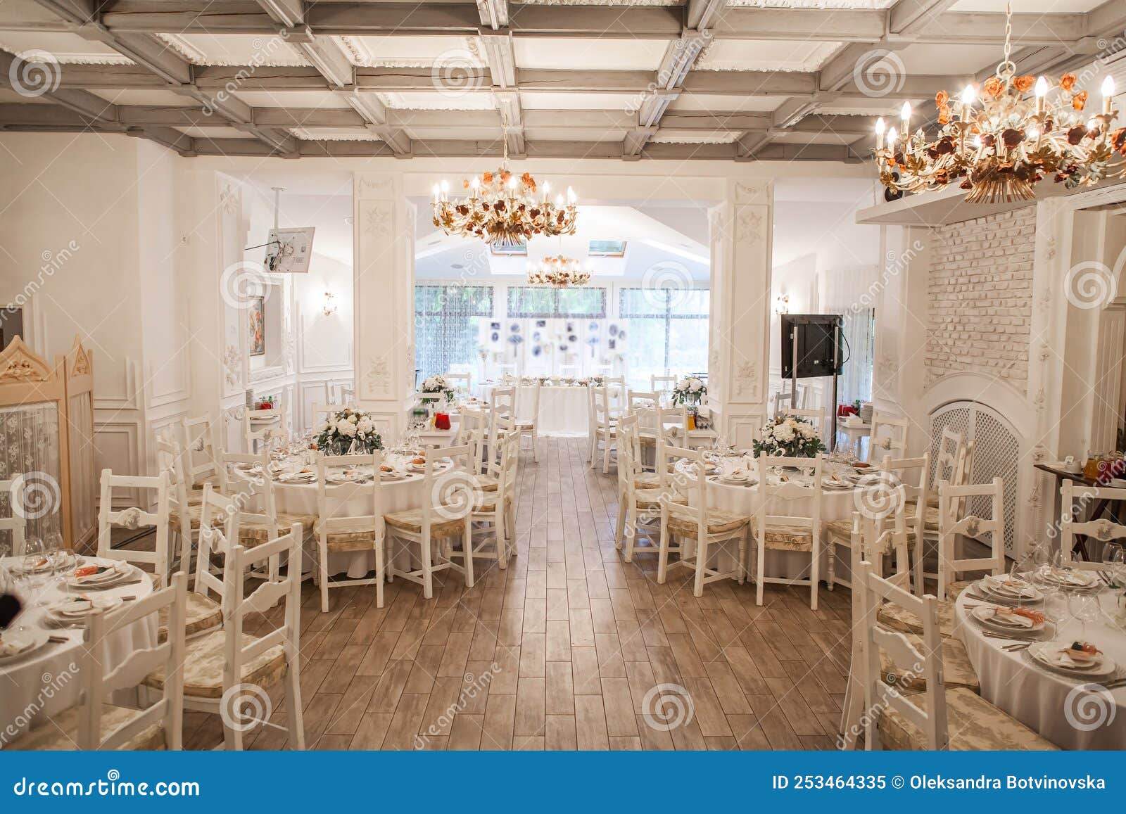 Elegant Banquet Hall for a Wedding Party Stock Image - Image of place ...