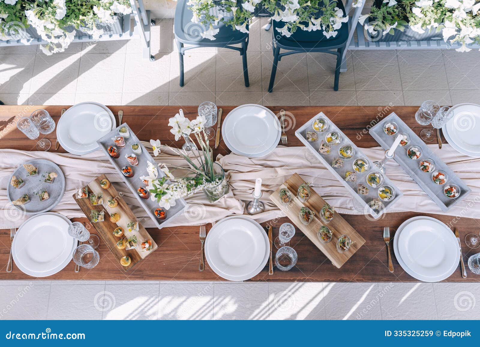 Elegant Banquet Table Setting with Gourmet Appetizers Stock Image ...
