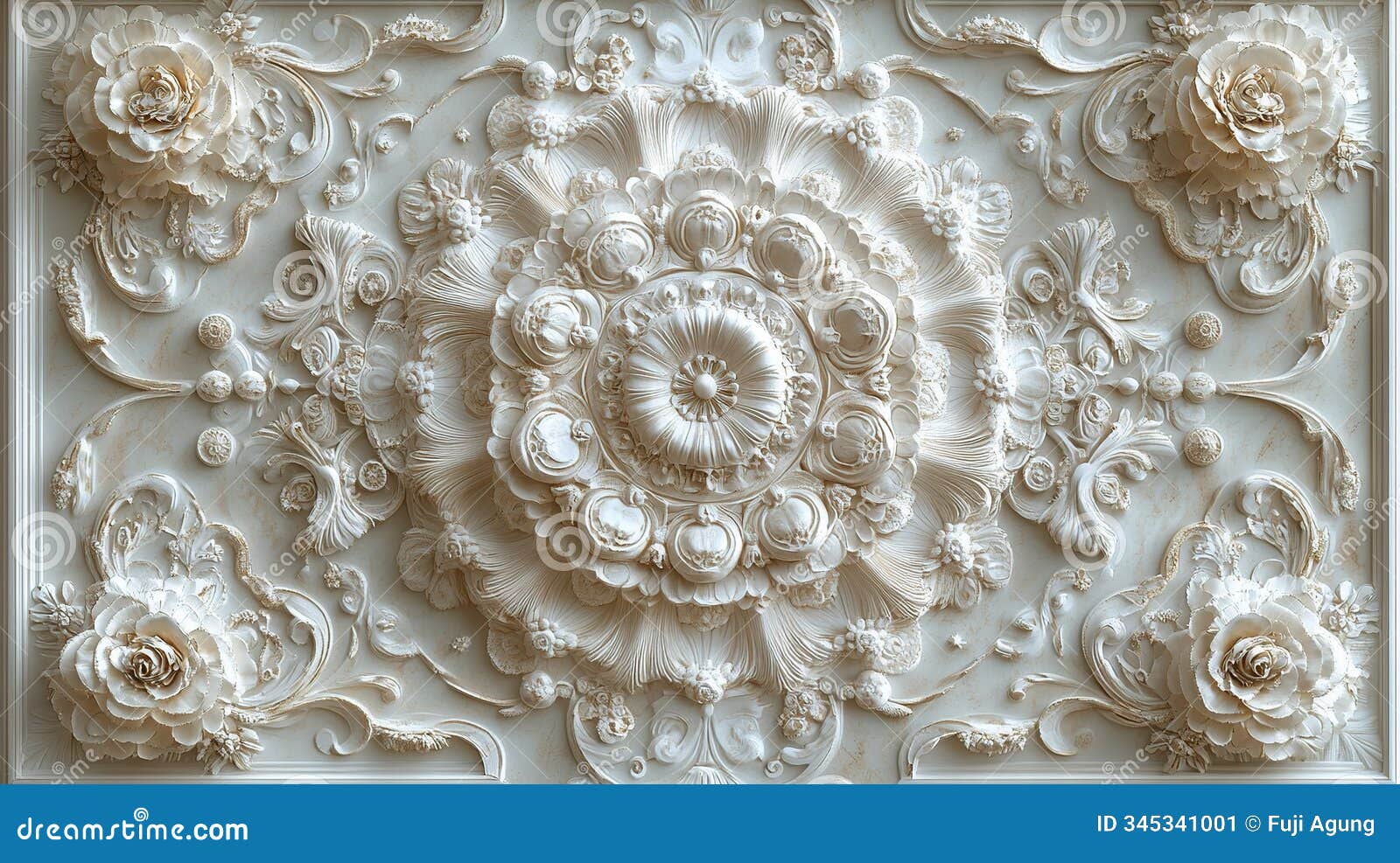 Elegant Baroque Ceiling Design: Intricate White Plasterwork Stock ...