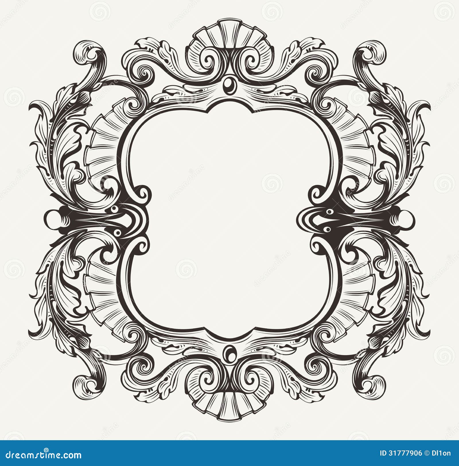 Elegant Baroque Ornate Curves Frame Stock Illustration - Illustration ...