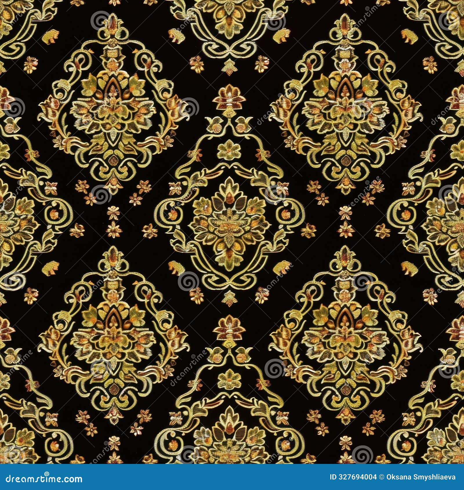 Elegant Baroque Pattern Wallpaper with Gold Accents on Black Background ...