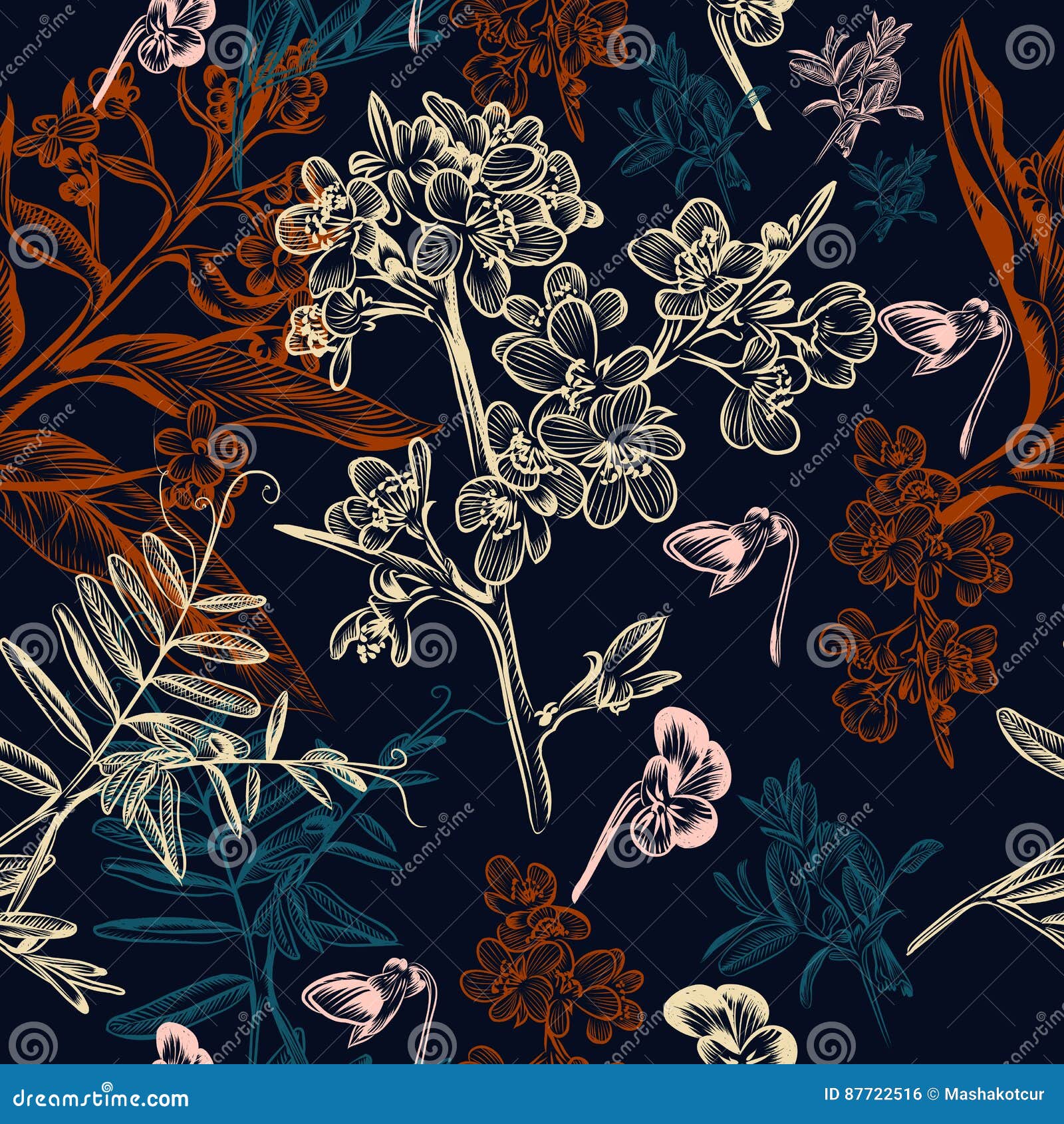 Elegant, Beautiful Wallpaper Pattern with Flowers Stock Vector ...