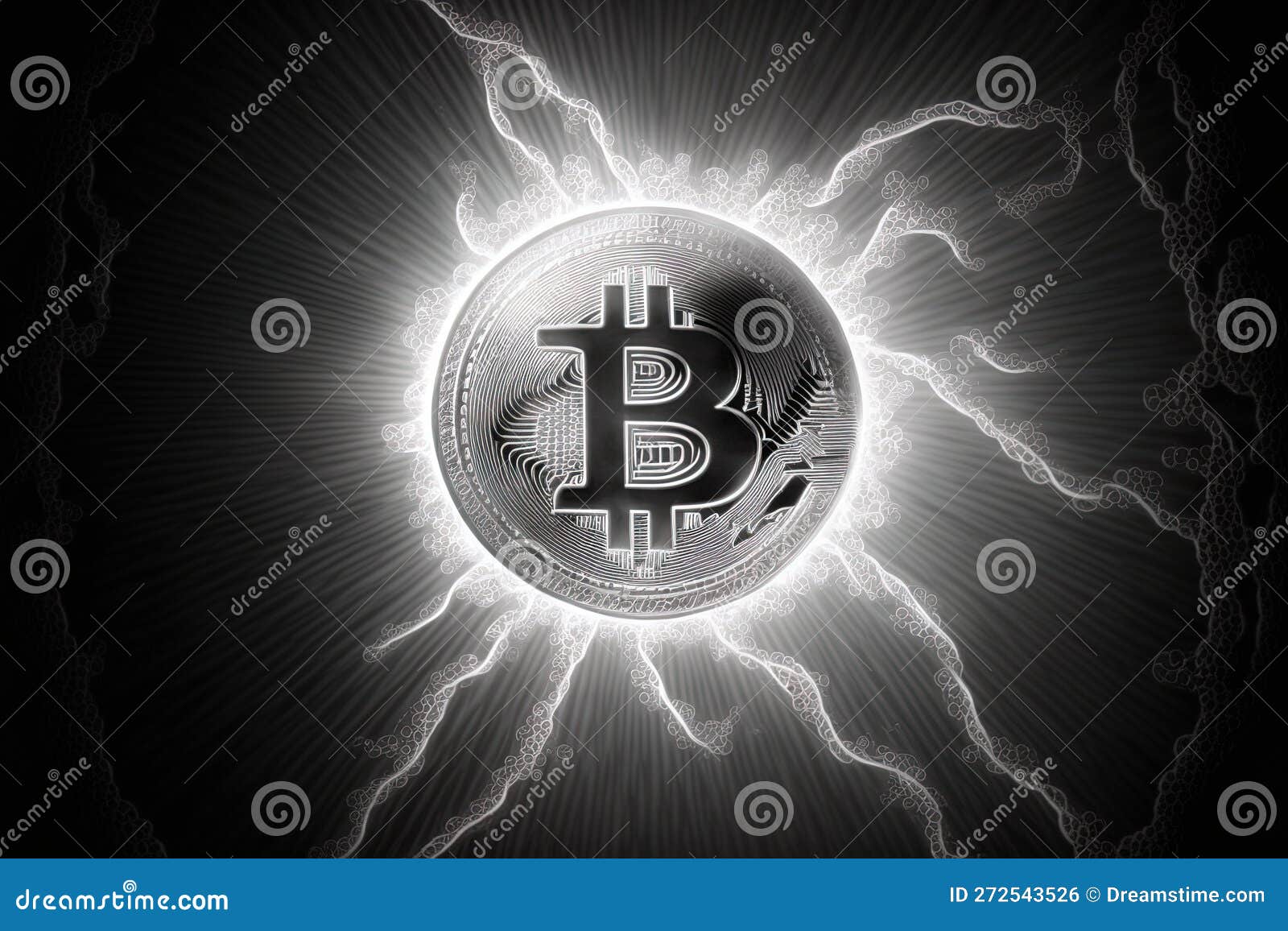 Elegant and Beautiful, White Bitcoin is Light. Black and White Artwork ...