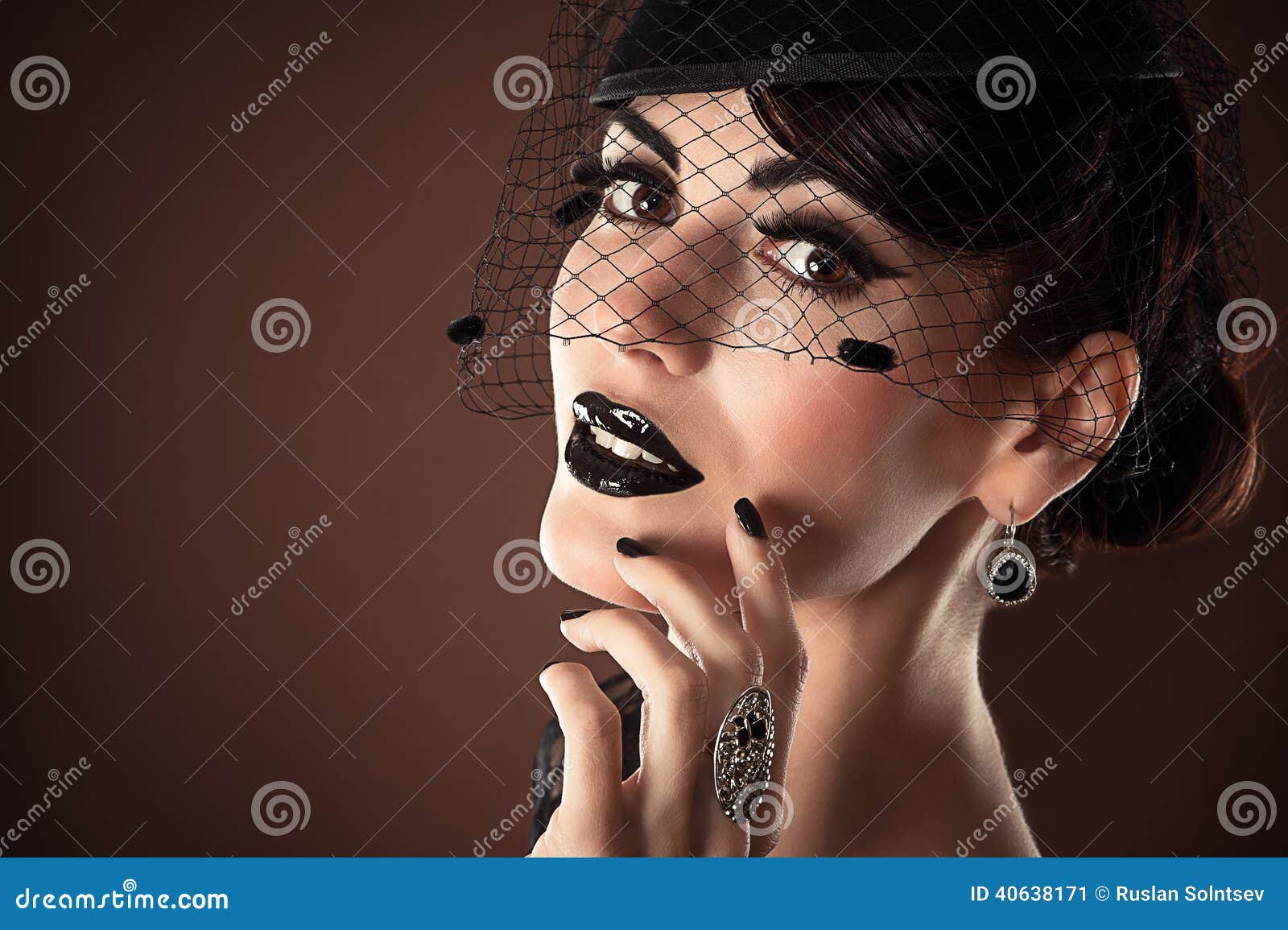 Elegant Beauty Model with Black Makeup Stock Image - Image of brown ...