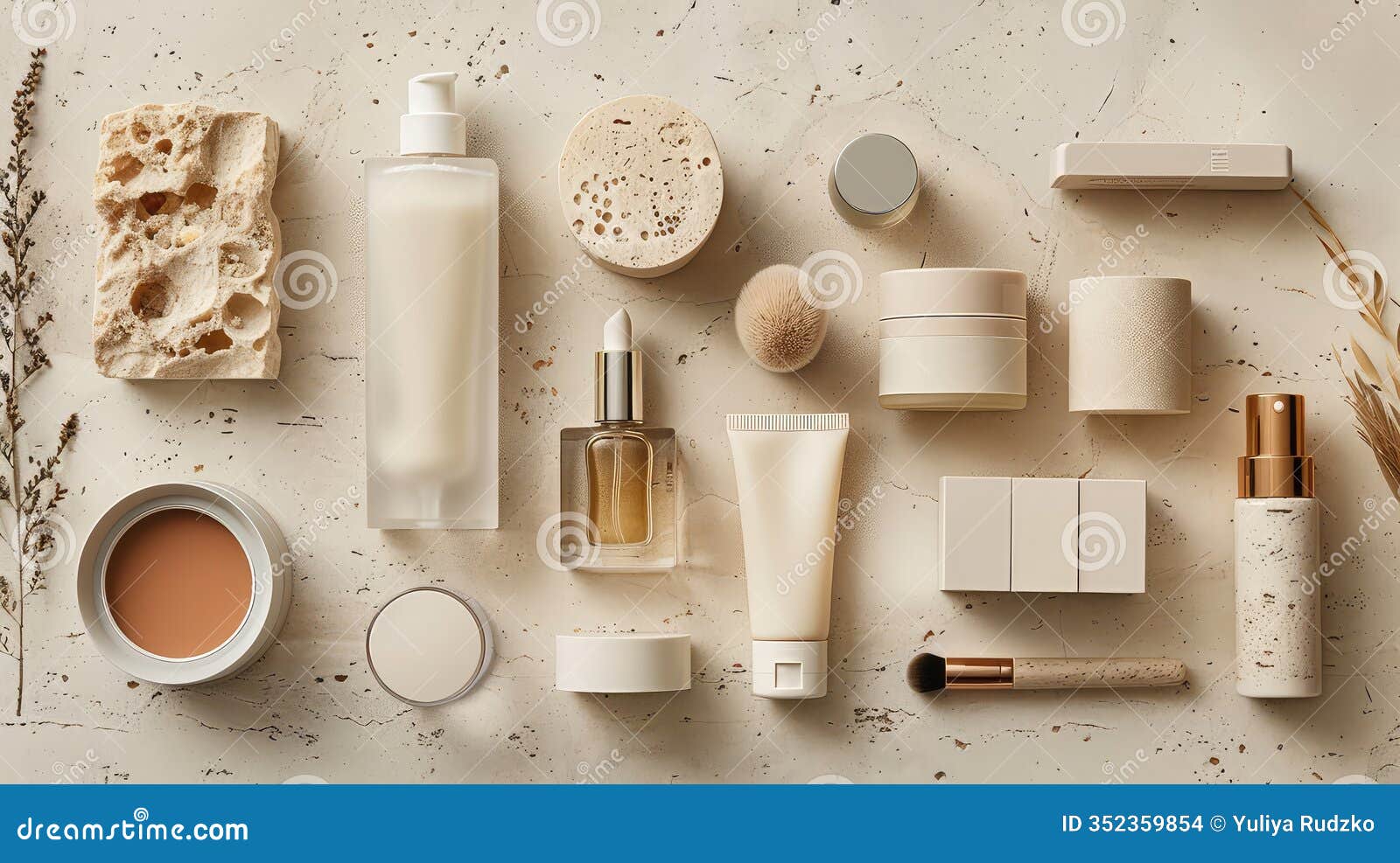 Elegant Beauty Products Arrangement on Neutral Surface Stock Photo ...