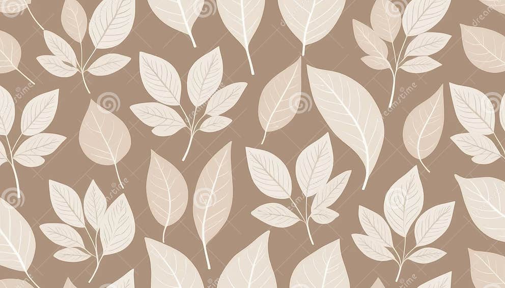 Elegant Beige Leaf Pattern, Seamless Botanical Texture for Design ...