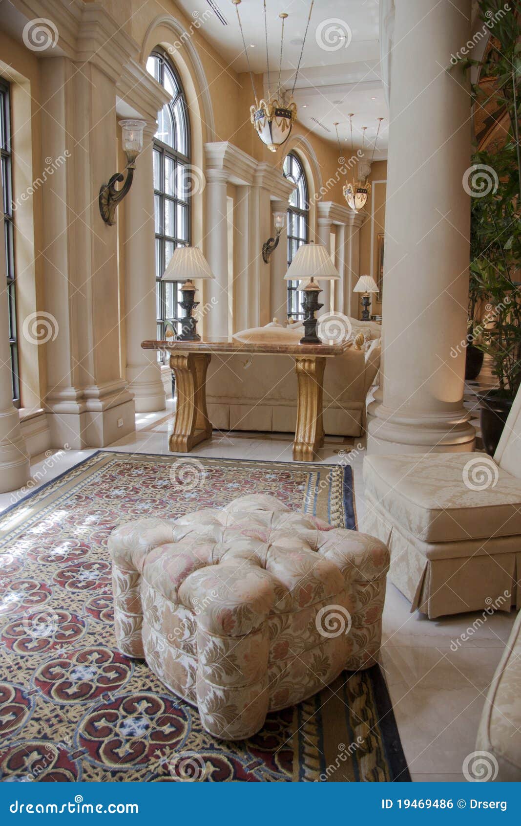 Elegant Beige Pouffe on Carpet Stock Photo - Image of luxury, marble ...