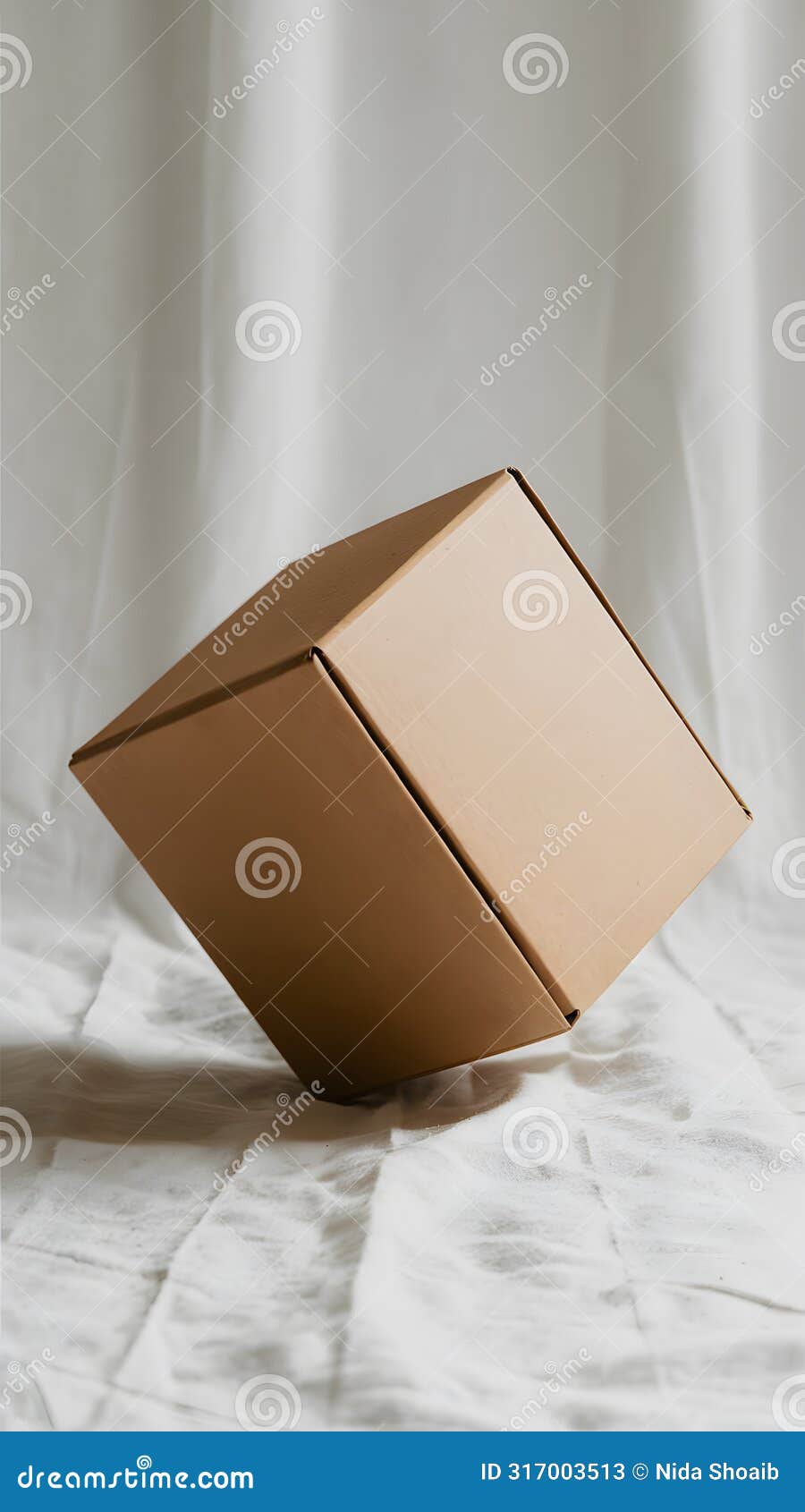 Elegant Beige Rectangular Cardboard Box With Hinged Lid On White ...