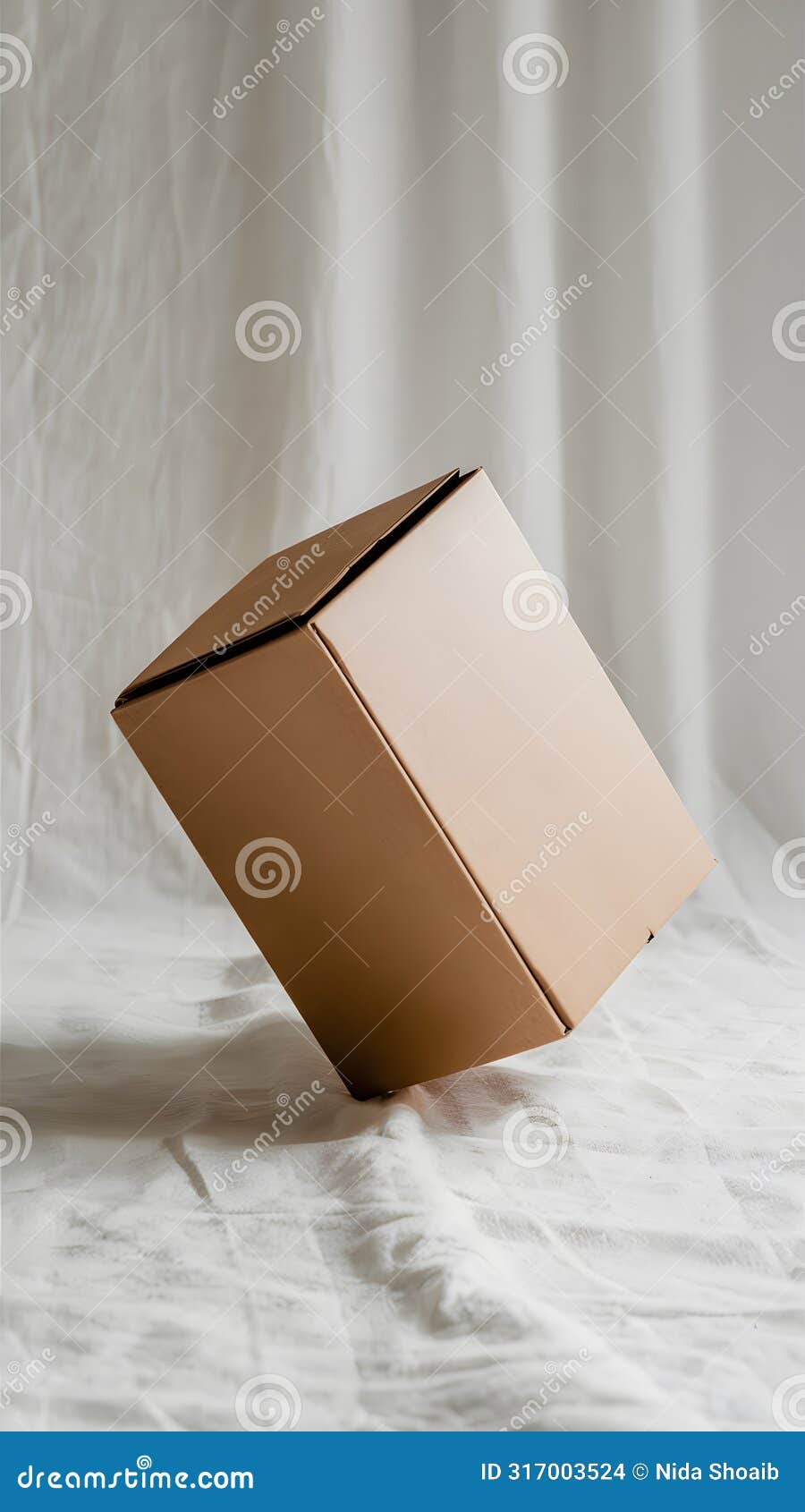 Elegant Beige Rectangular Cardboard Box with Hinged Lid on White ...