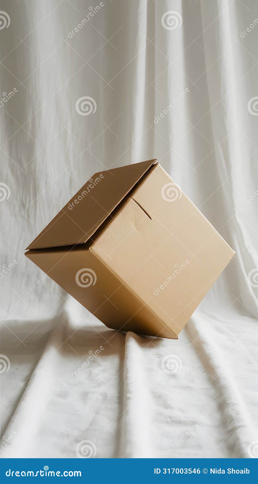 Elegant Beige Rectangular Cardboard Box with Hinged Lid on White ...