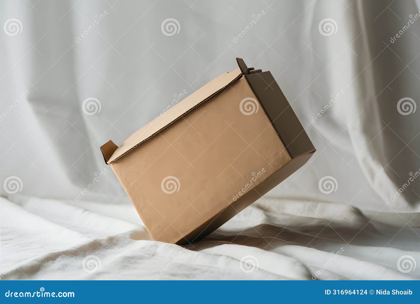 Elegant Beige Rectangular Cardboard Box With Hinged Lid On White ...