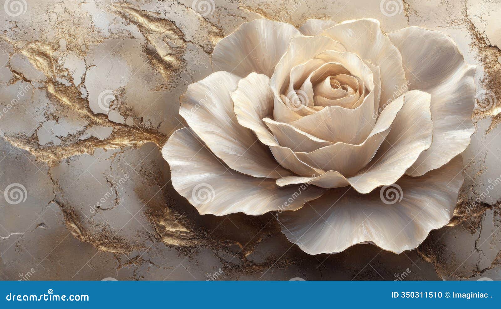 Elegant Beige Rose on Textured Gold Background Stock Illustration ...