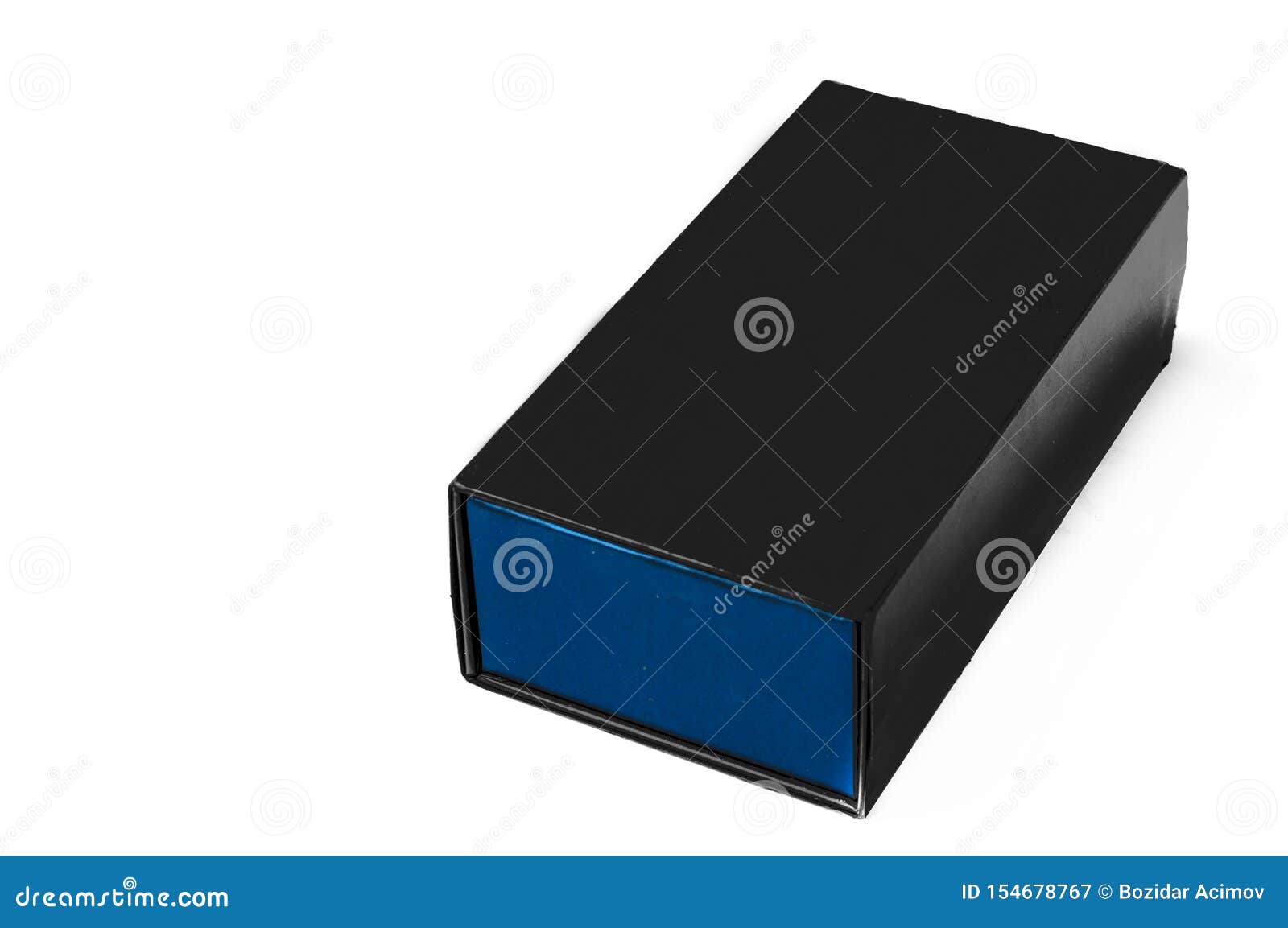 Elegant Black Box Isolated on White Background, Copy Space Stock Image ...
