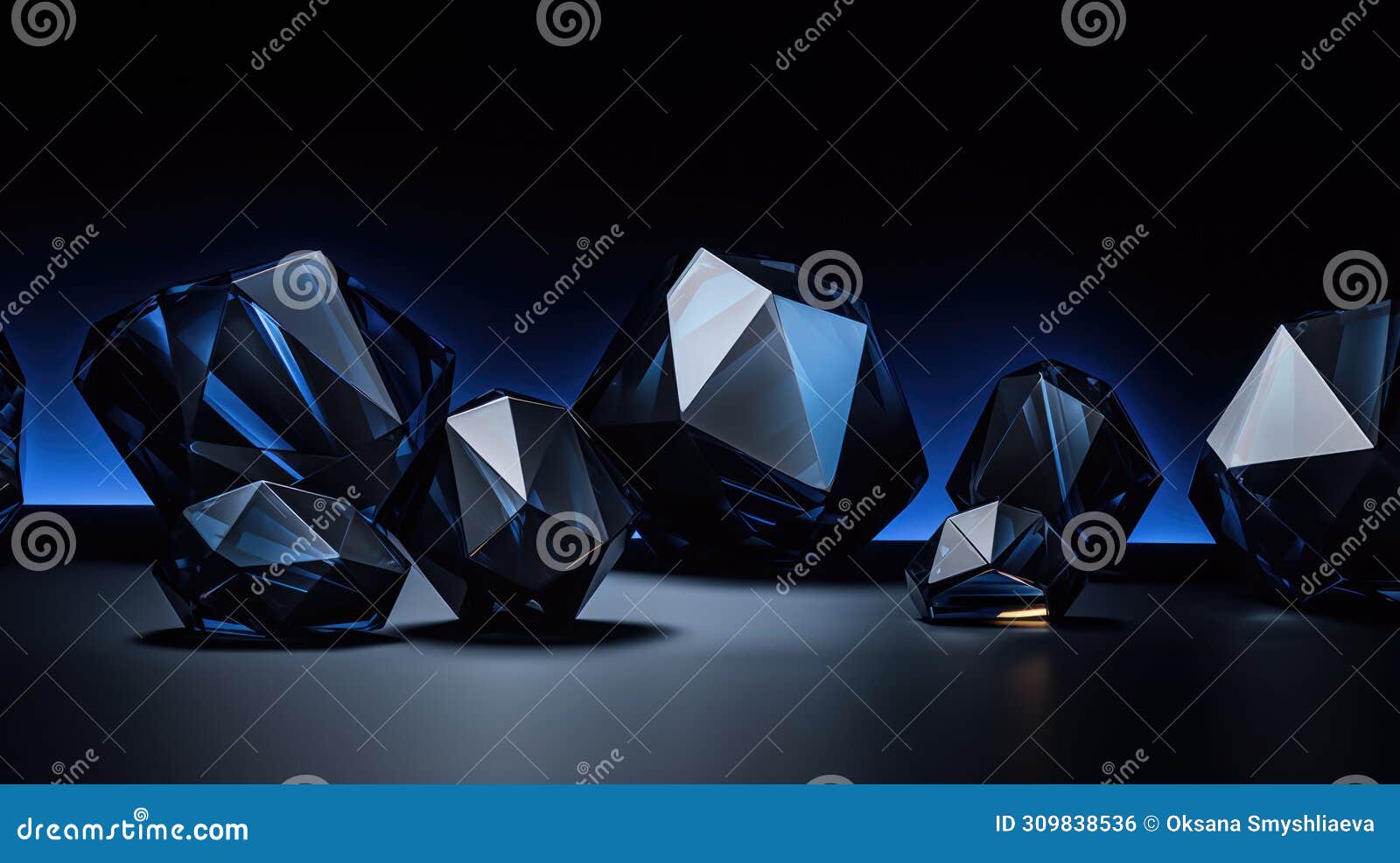 Elegant Black Gemstones on a Reflective Surface. a Composition of ...