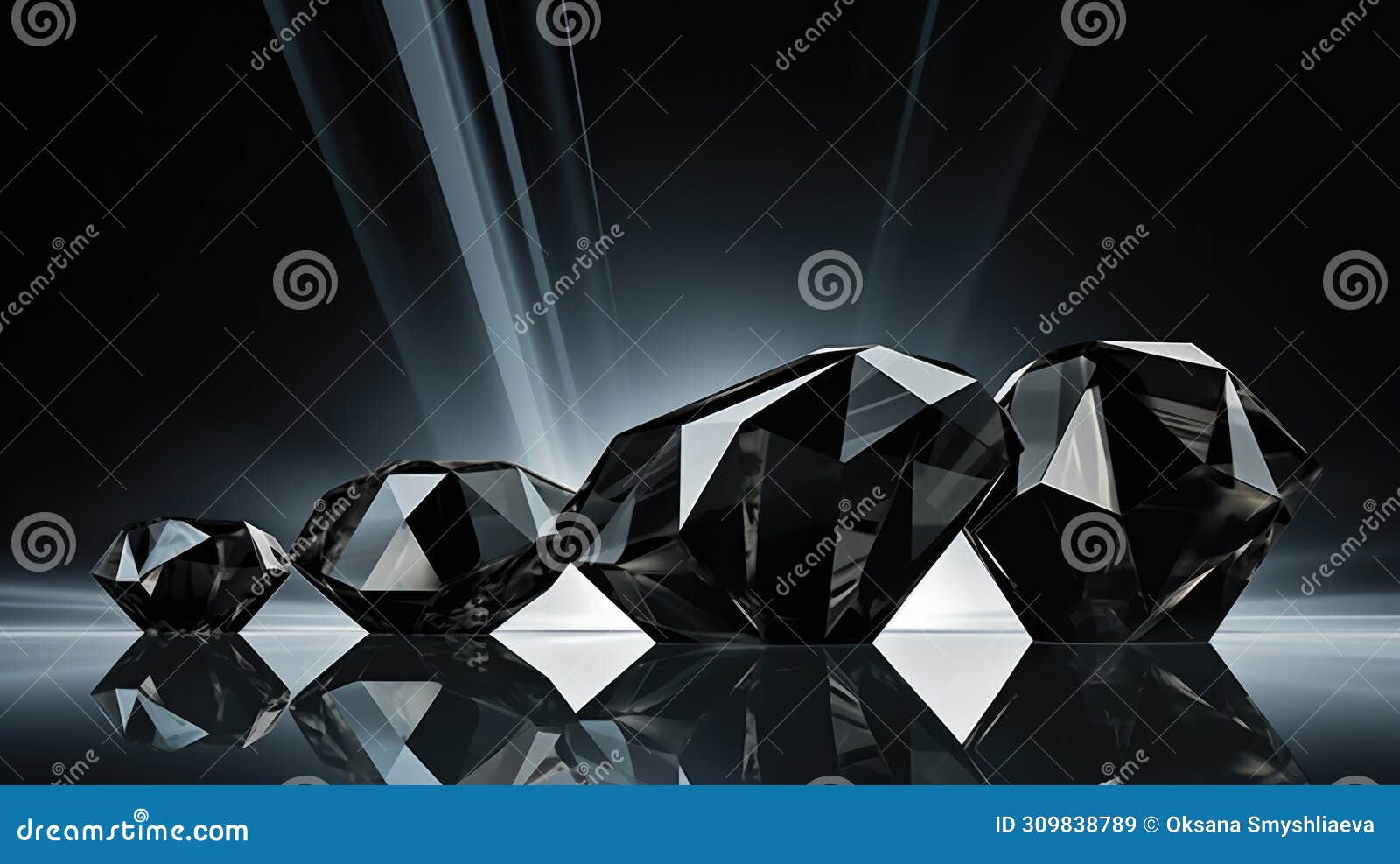 Elegant Black Gemstones on a Reflective Surface. a Composition of ...