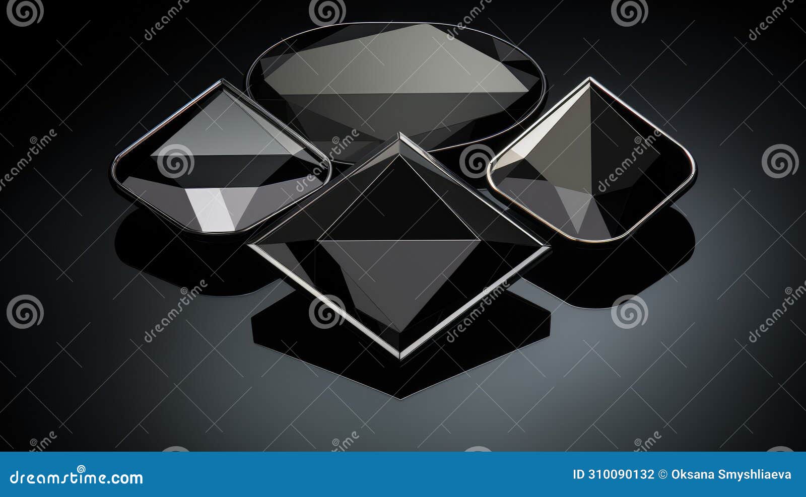 Elegant Black Gemstones on a Reflective Surface. a Composition of ...