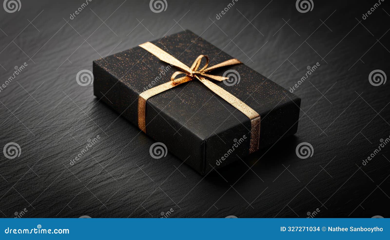 Elegant Black Gift Box with Gold Ribbon Stock Illustration ...