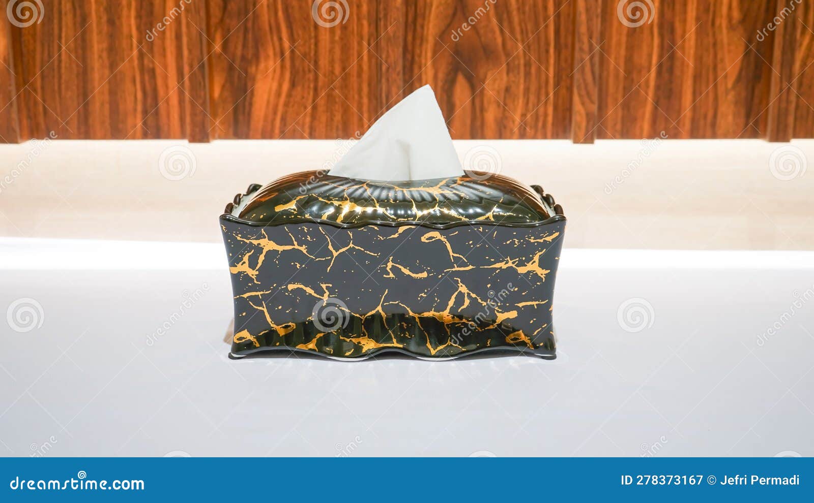 Elegant Black and Gold Patterned Tissue Box Stock Image - Image of ...