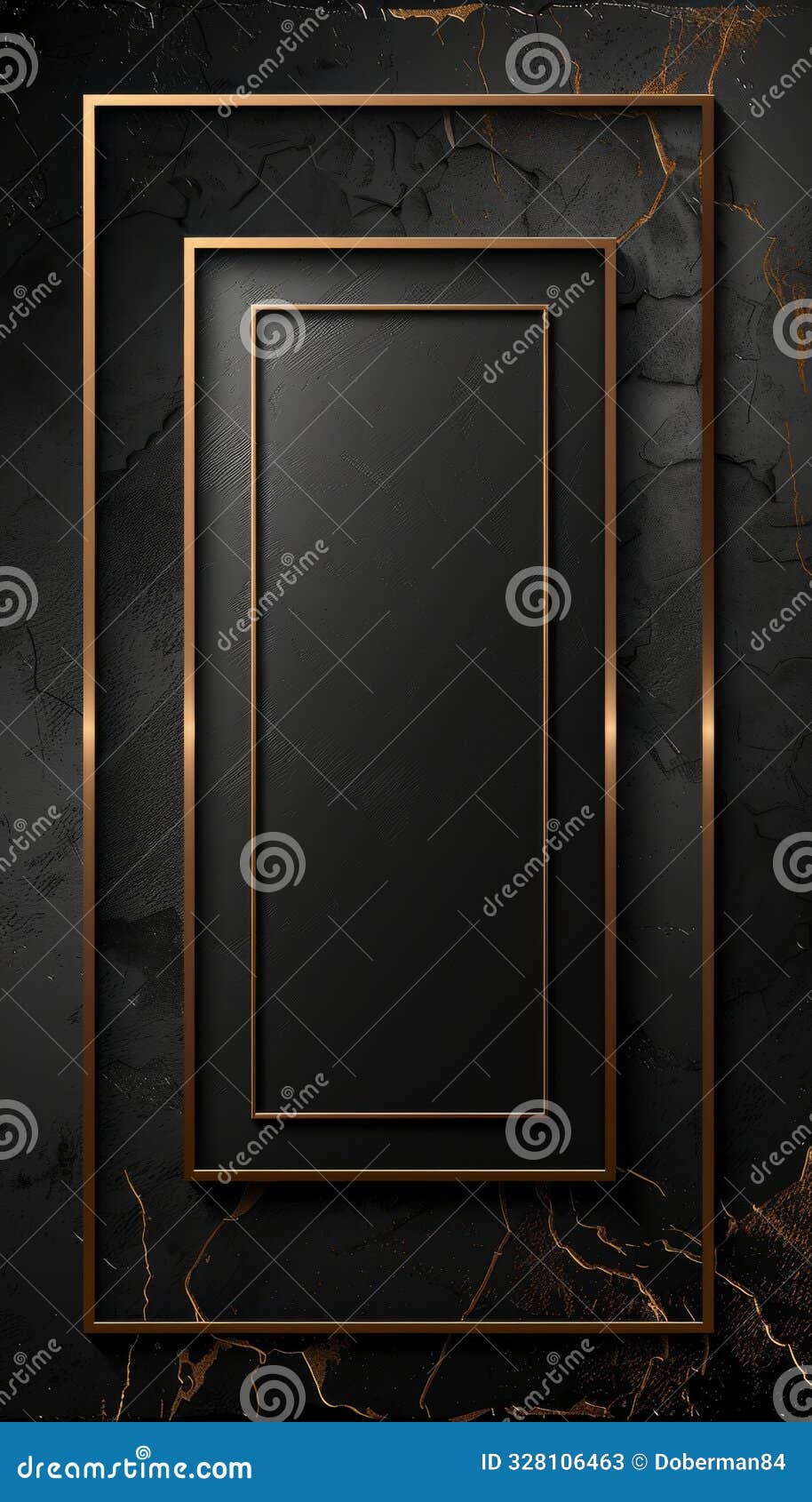 Elegant Black and Gold Rectangular Frame with Textured Background Stock ...