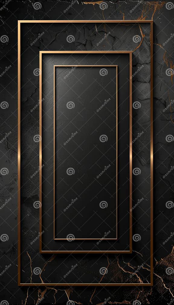 Elegant Black and Gold Rectangular Frame with Textured Background Stock ...
