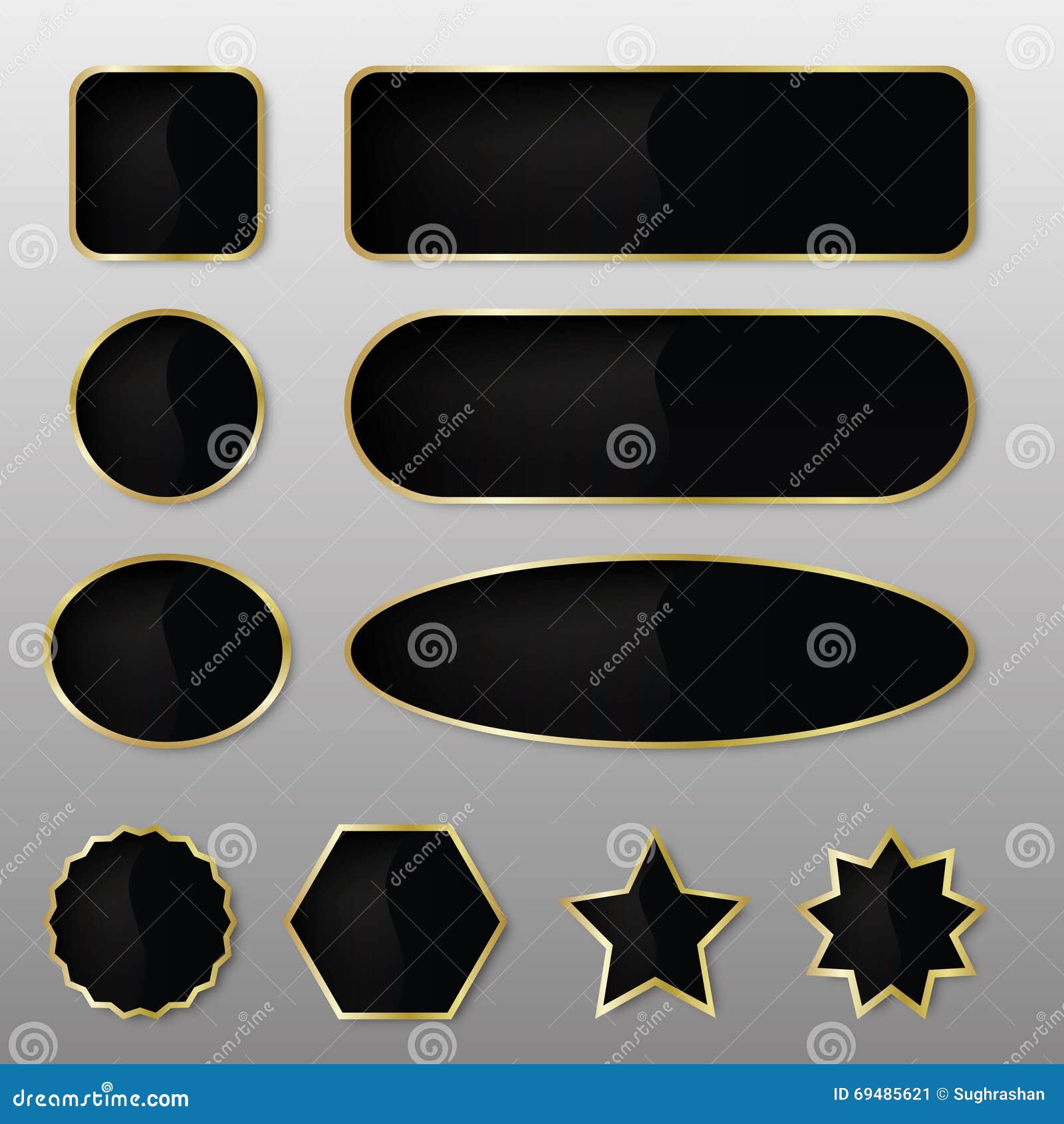 Elegant Black-Gold Vector Web Buttons Stock Vector - Illustration of ...