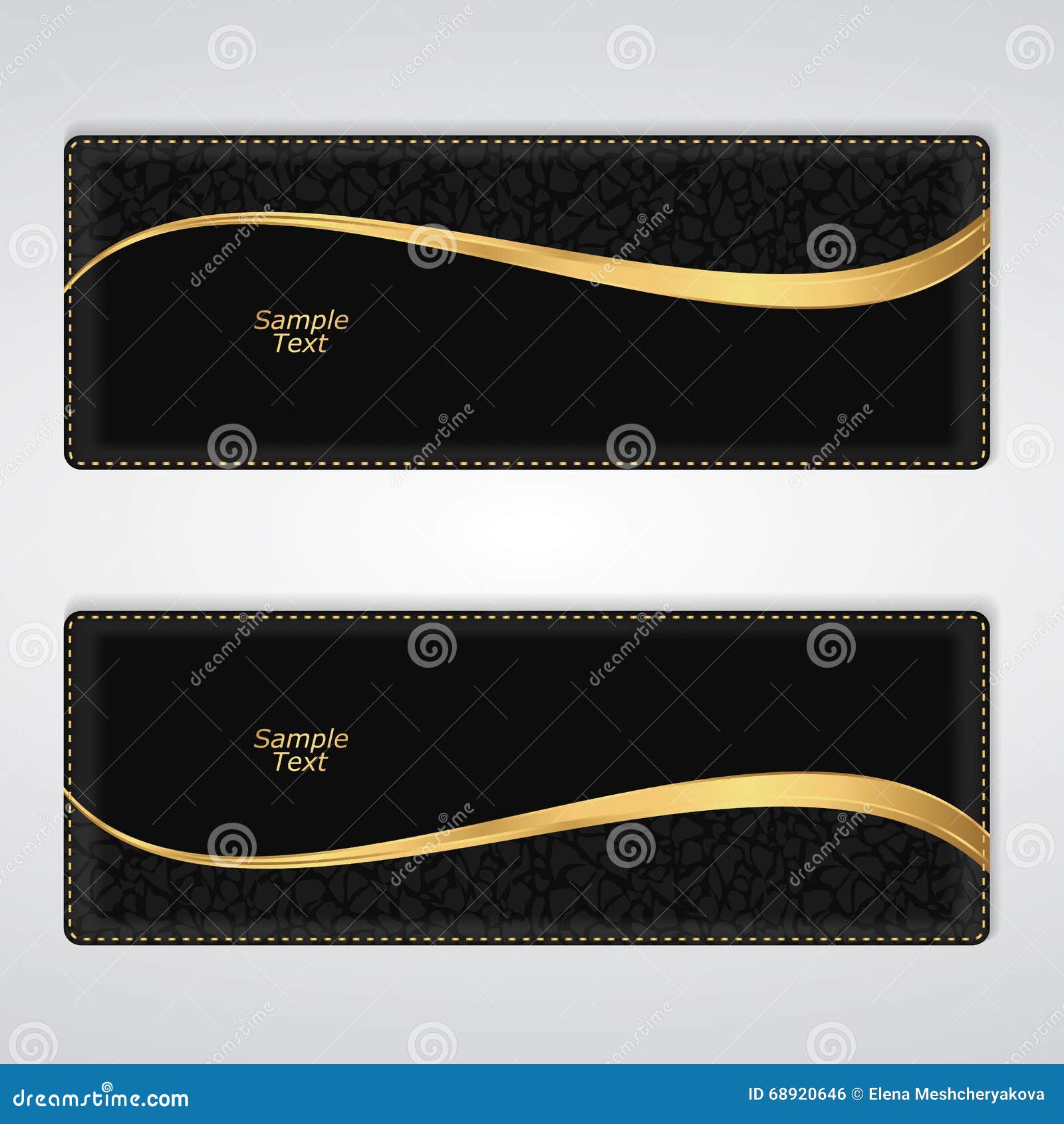 Elegant Black Leather Horizontal Banner with a Gold Stripe. Stock ...