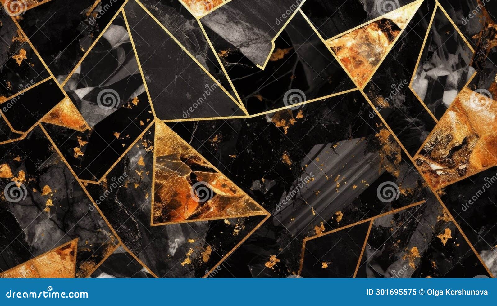 Elegant Black Marble with Gold Geometric Patterns Abstract Design ...