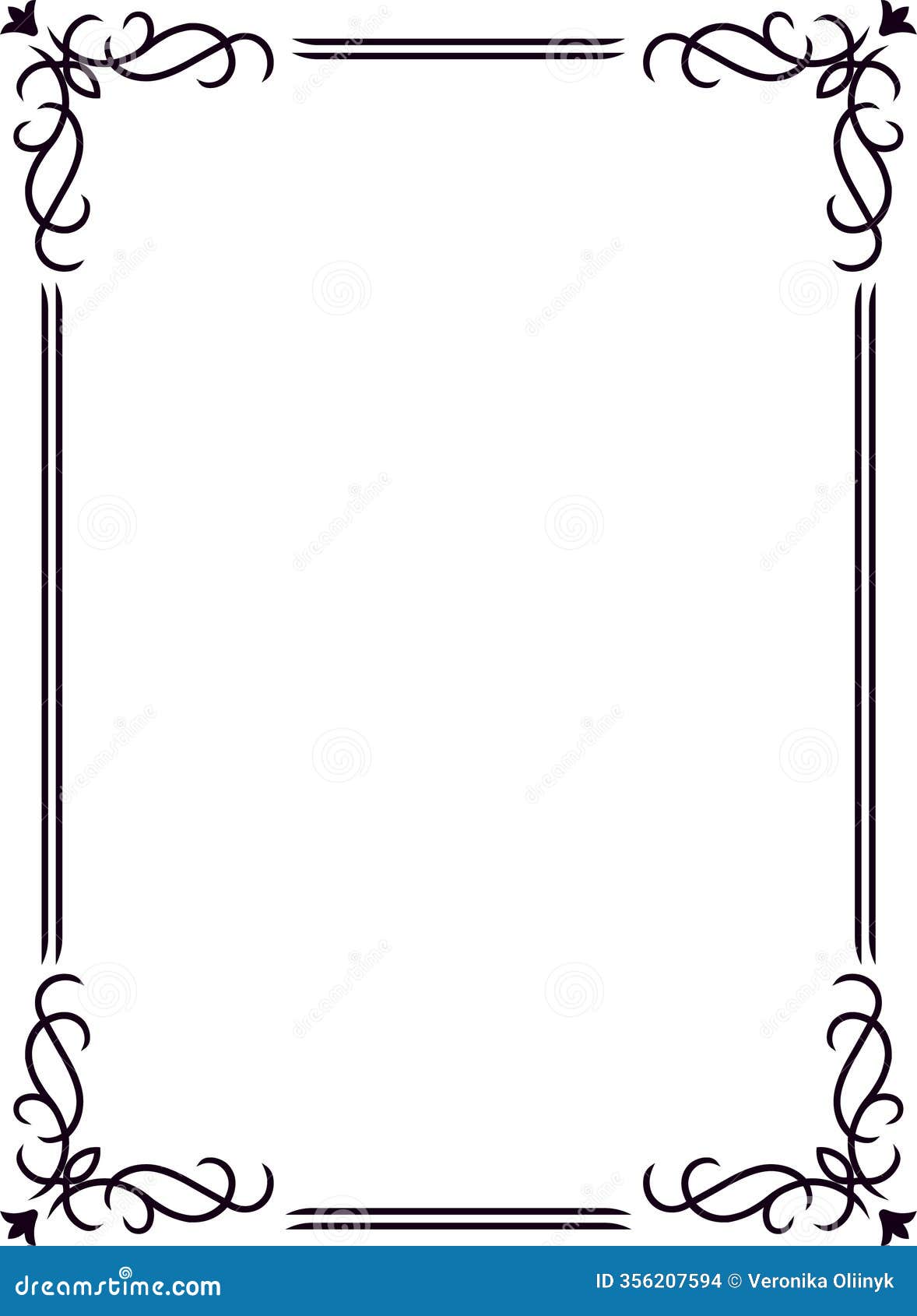 Two Black Rectangular Narrow Frameworks With Lily Petals Cartoon Vector ...