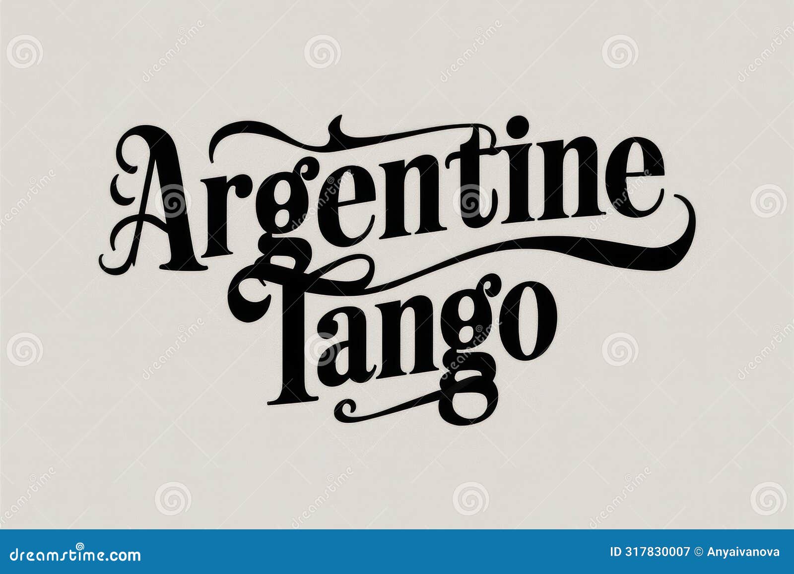 Elegant Black Script Argentine Tango Text on a Pale Background Stock ...