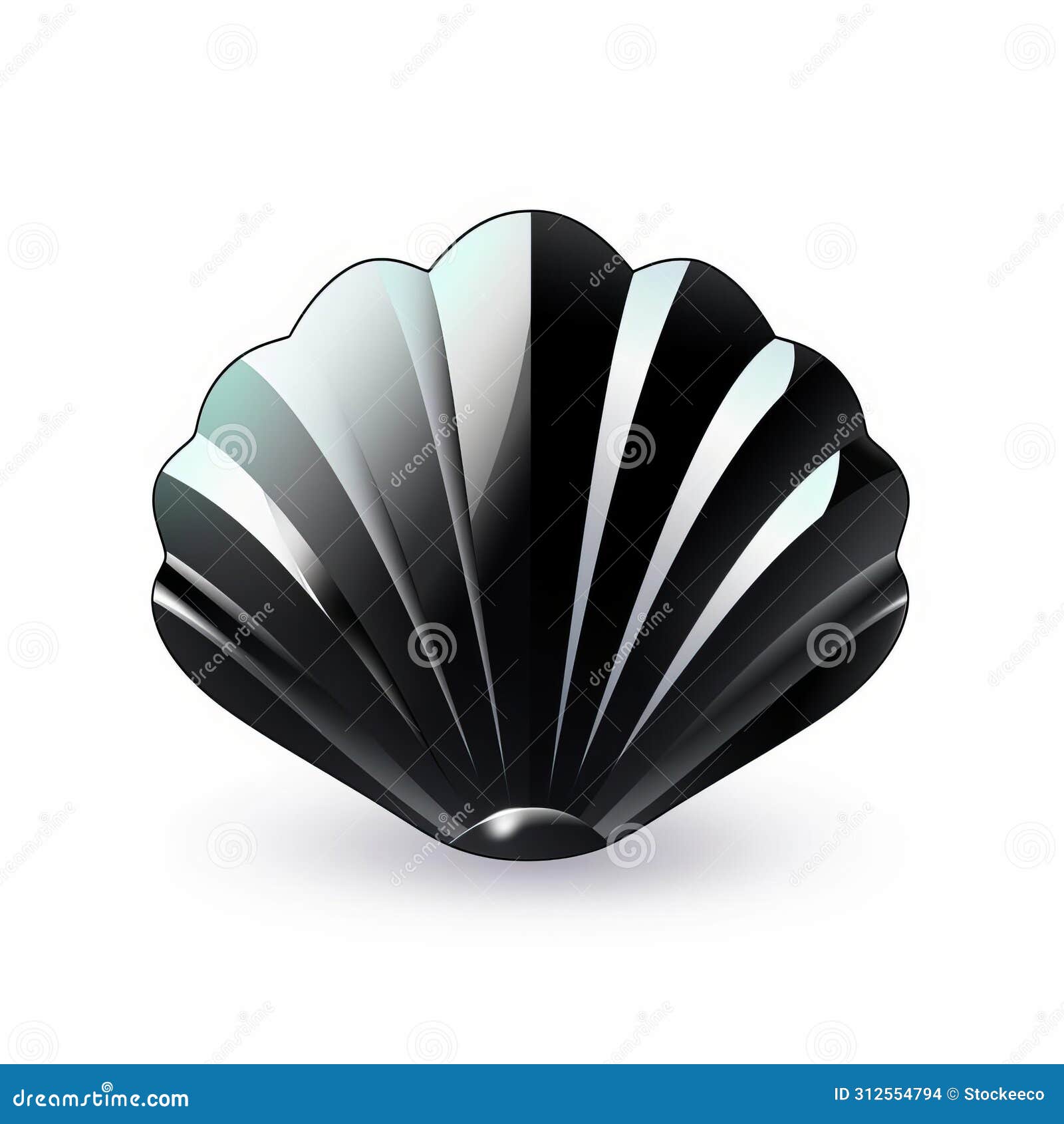 Elegant Black Seashell Vector in Liquid Metal Style Stock Illustration ...