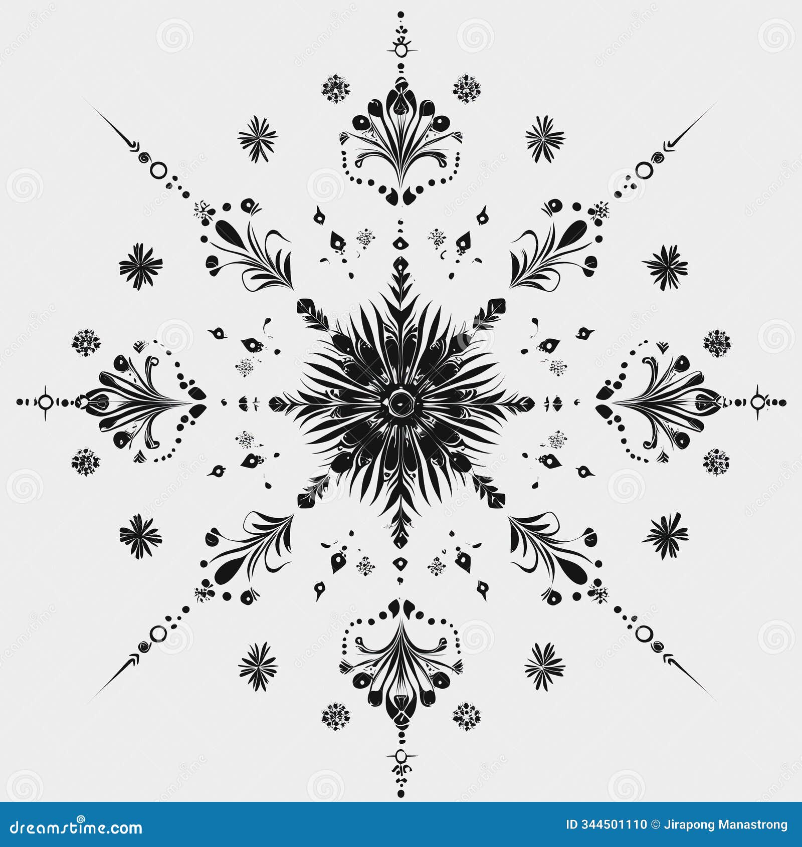 Elegant Black and White Snowflake Pattern Stock Photo - Image of detail ...