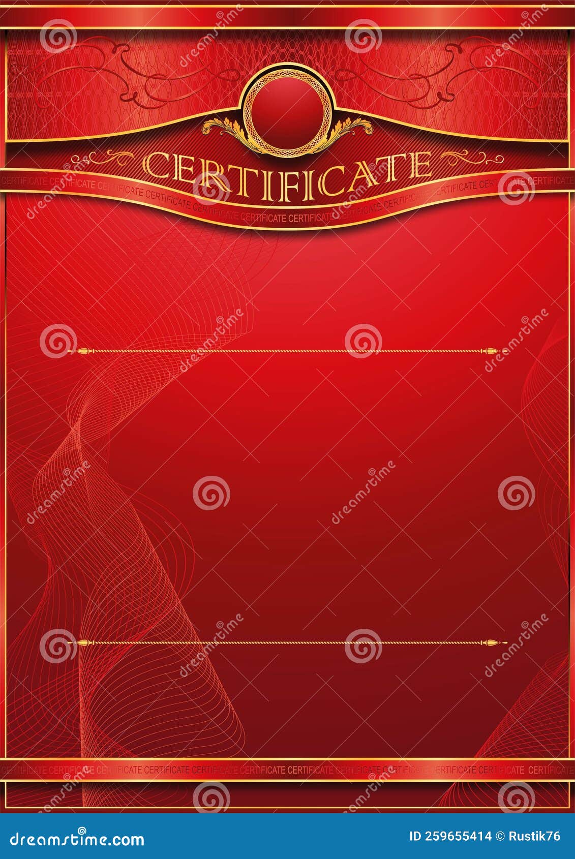 An Elegant Blank Form for Creating Certificates. in Red Colors Stock ...