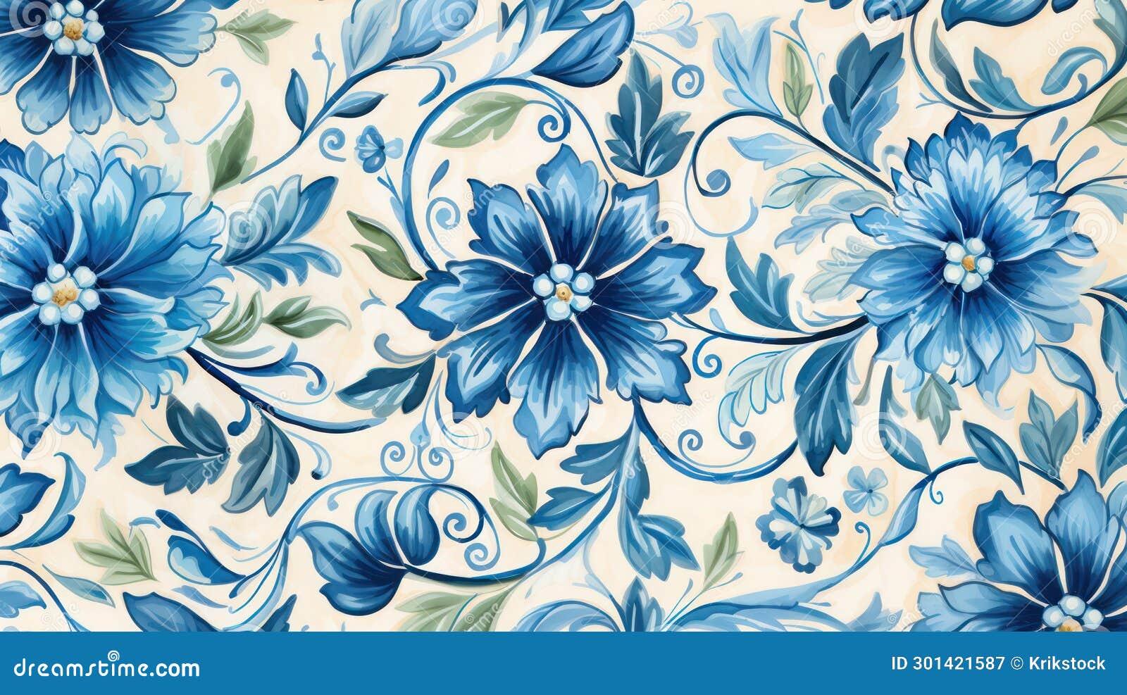 Elegant Blue Floral Pattern on Light Stock Illustration - Illustration ...