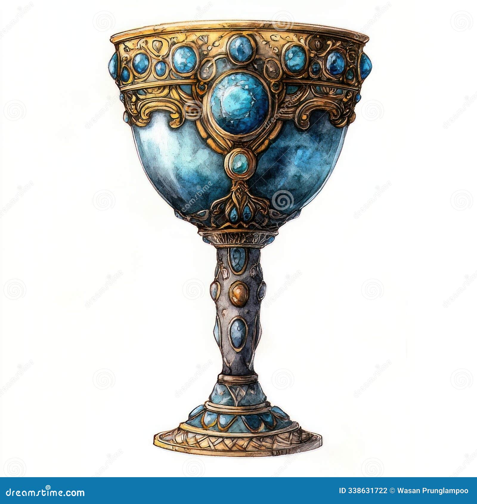 Elegant Blue Gem-studded Goblet on a White Isolate Background Stock ...