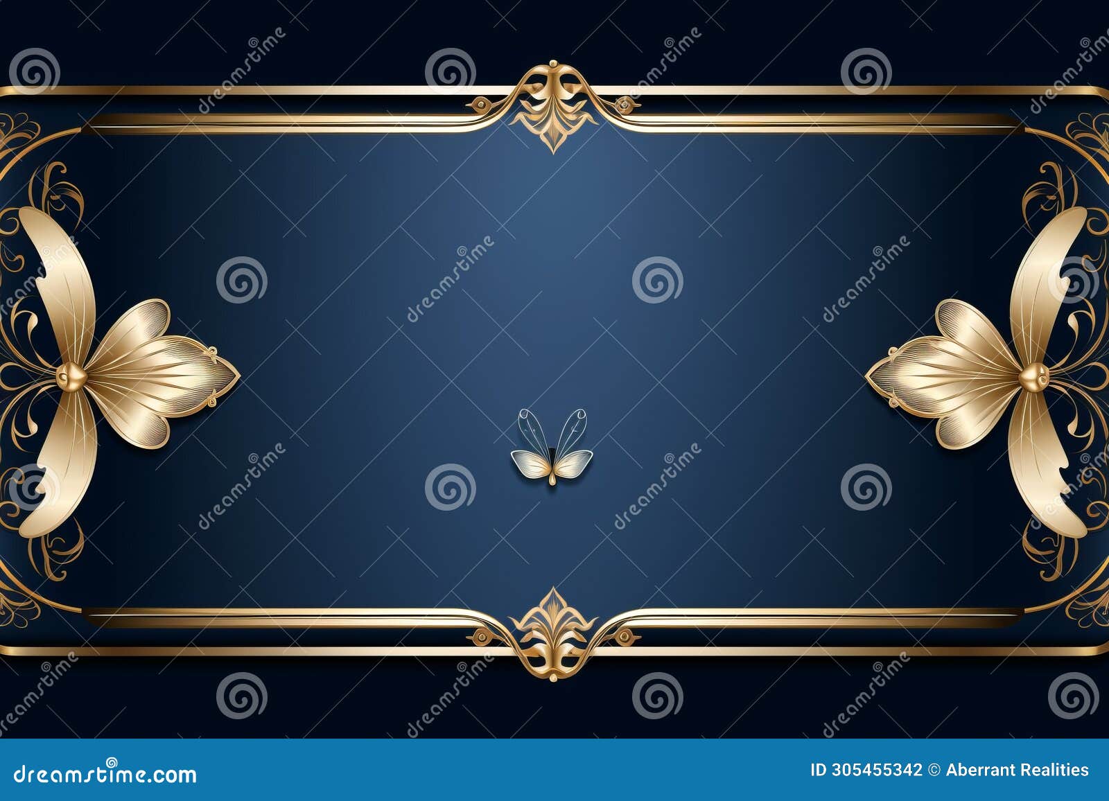 An Elegant Blue and Gold Background with an Ornate Frame Stock ...
