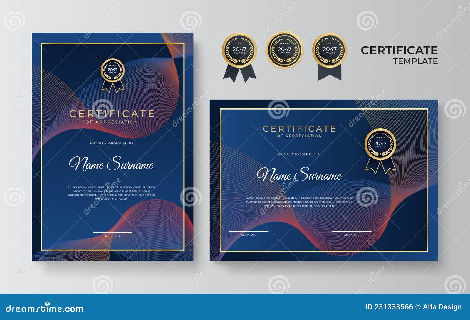 Diploma Or Certificate Metal Foil Seals Or Medals Set Isolated Stock ...