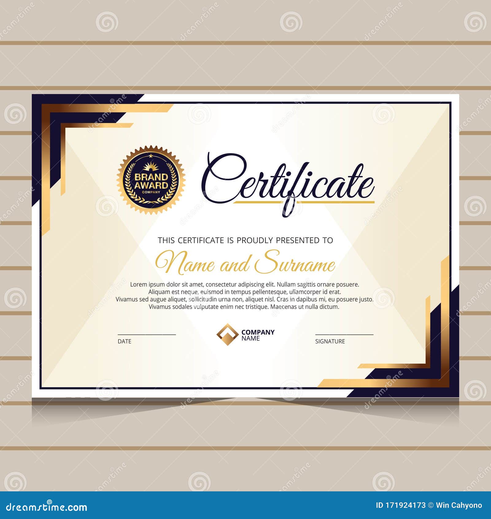 Elegant Blue and Gold Diploma Certificate Template. Stock Vector ... Elegant Blue and Gold Diploma Certificate Template. Stock Vector ...