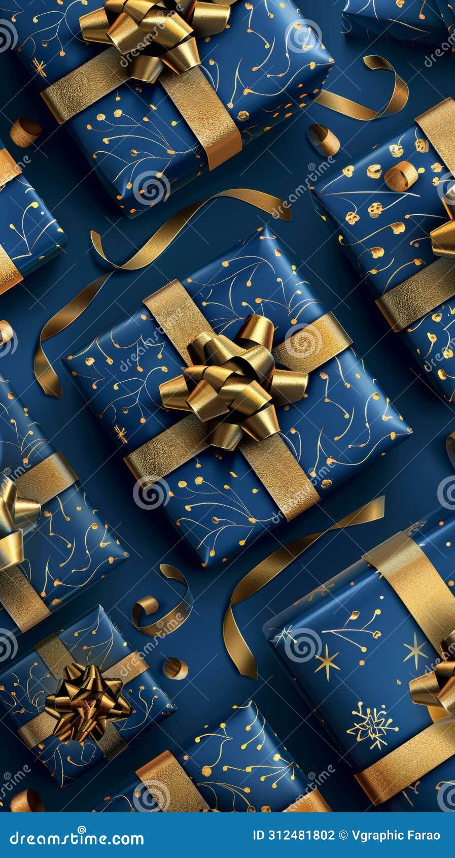 Elegant Blue and Gold Gift Boxes Stock Photo - Image of anniversary ...