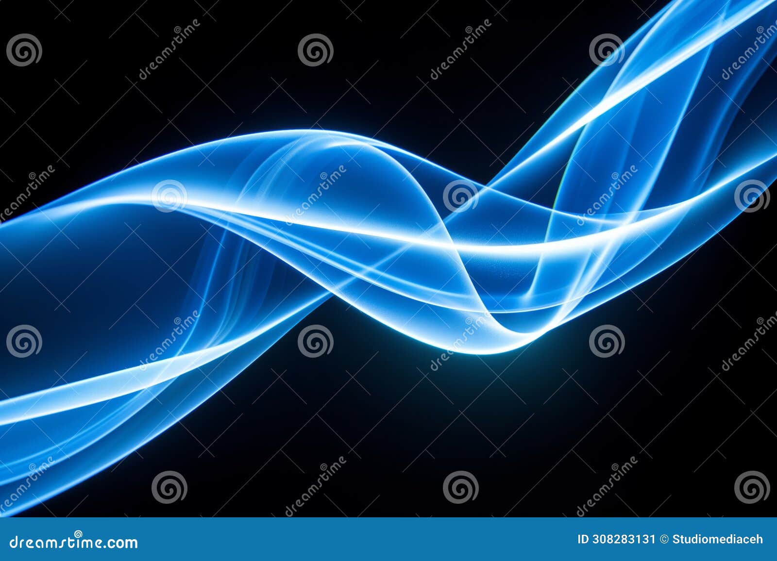 Elegant Blue Light Waves on Dark Background Stock Image - Image of ...